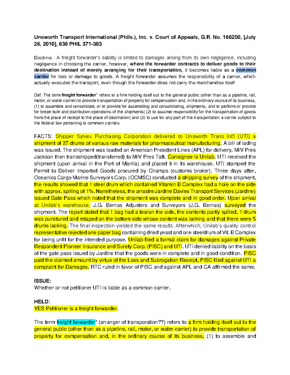 Unsworth Transport International (Phils.), Inc. v. Court of Appeals ...