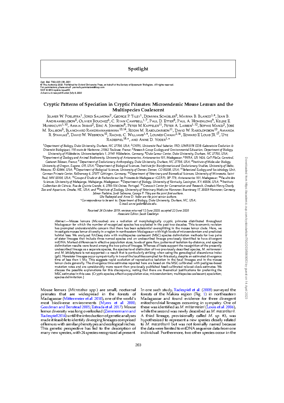 Cryptic Patterns of Speciation in Crypti - Spotlight Syst. Biol. 70(2 ...