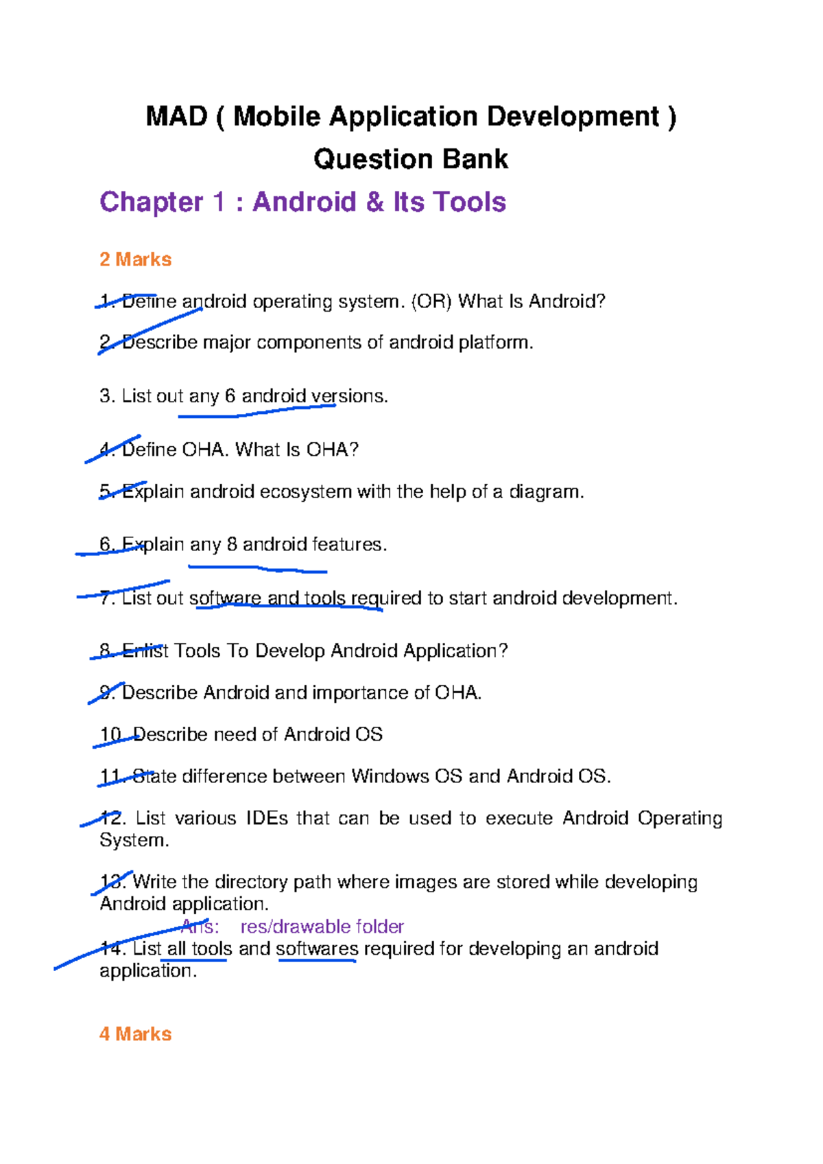 MAD Unit wise Important Questions - MAD ( Mobile Application Development ) Question Bank Chapter ...