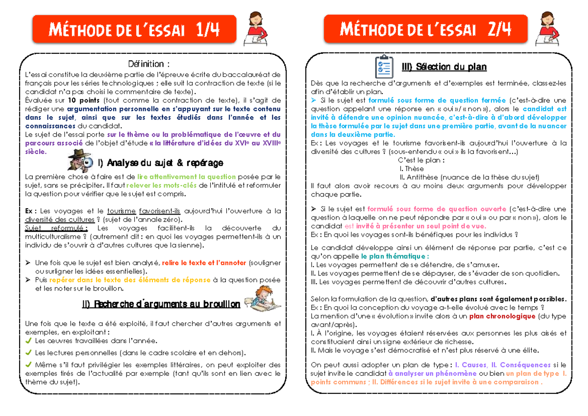 Fiche methode de l essai - III) Sélection du plan II) Recherche d ...