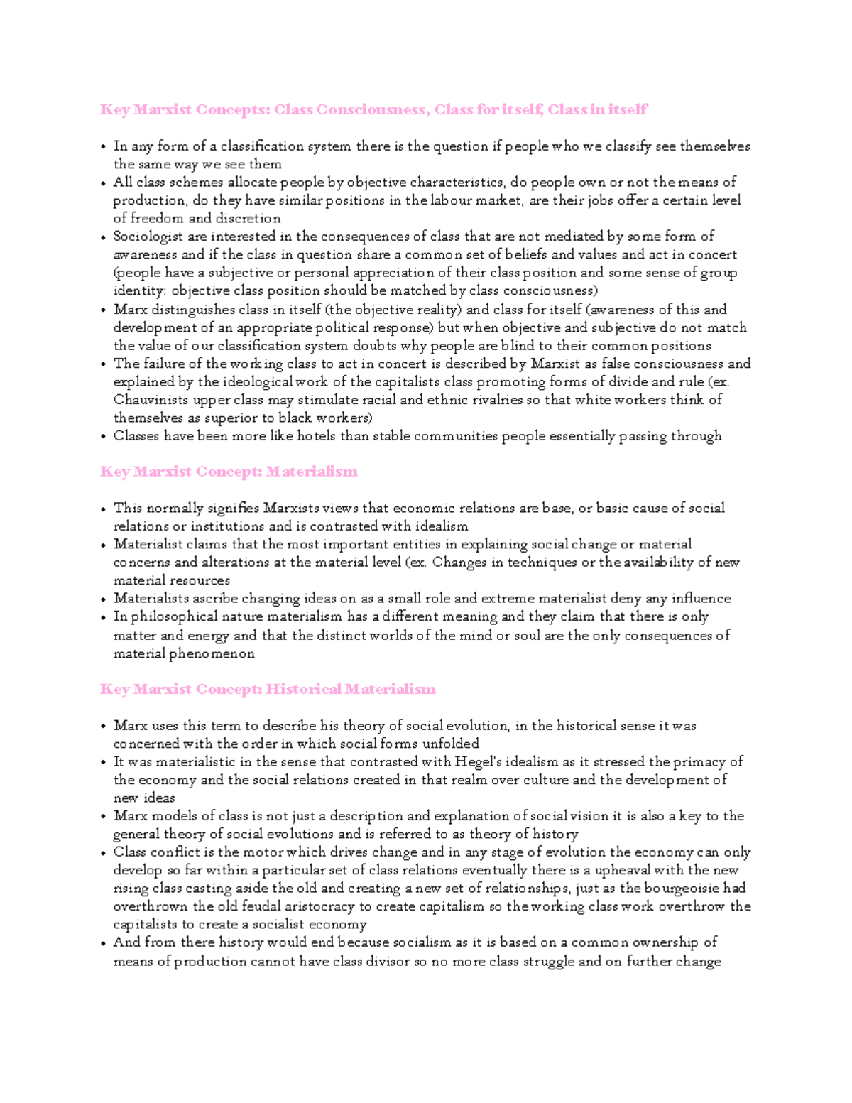 Sociology lecture 10 - Key Marxist Concepts: Class Consciousness, Class ...