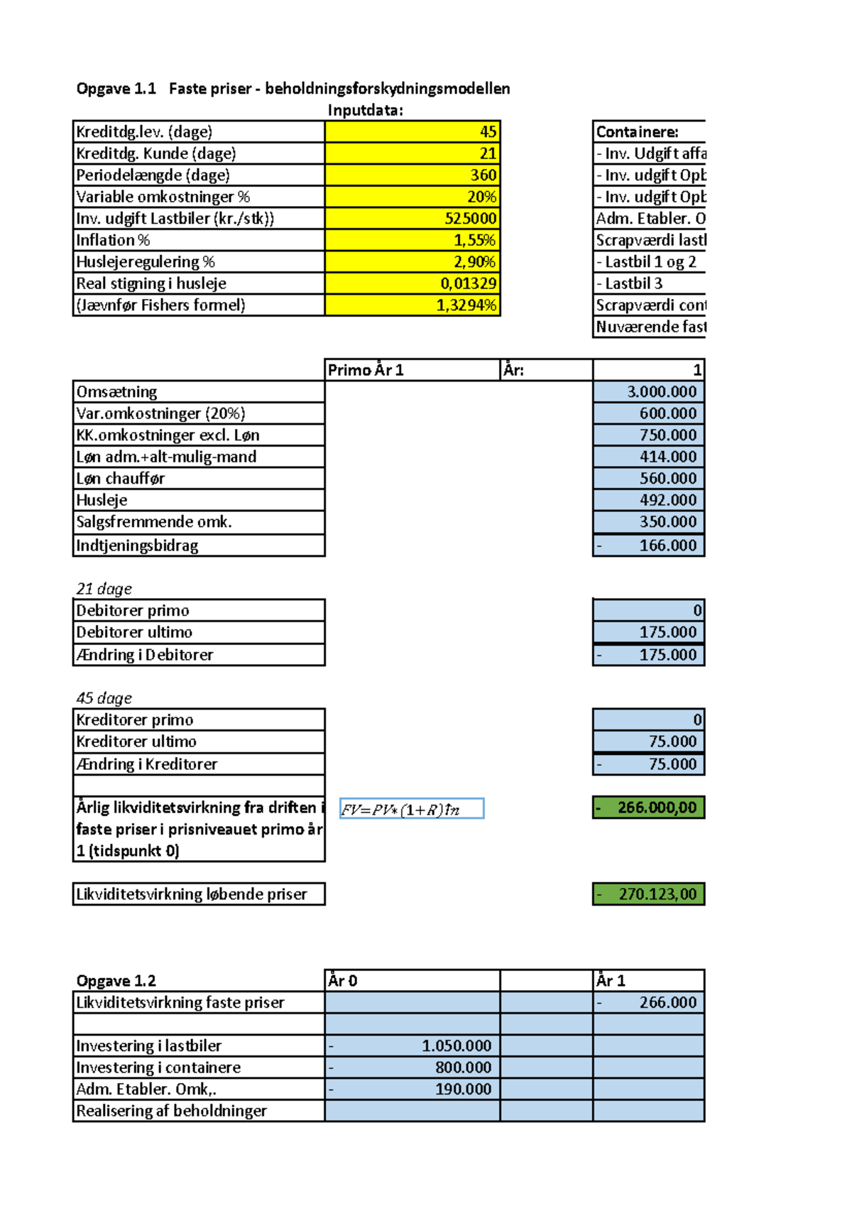 Øvelsessæt 2 Opgave 1 - Opgave 1 Faste priser ...