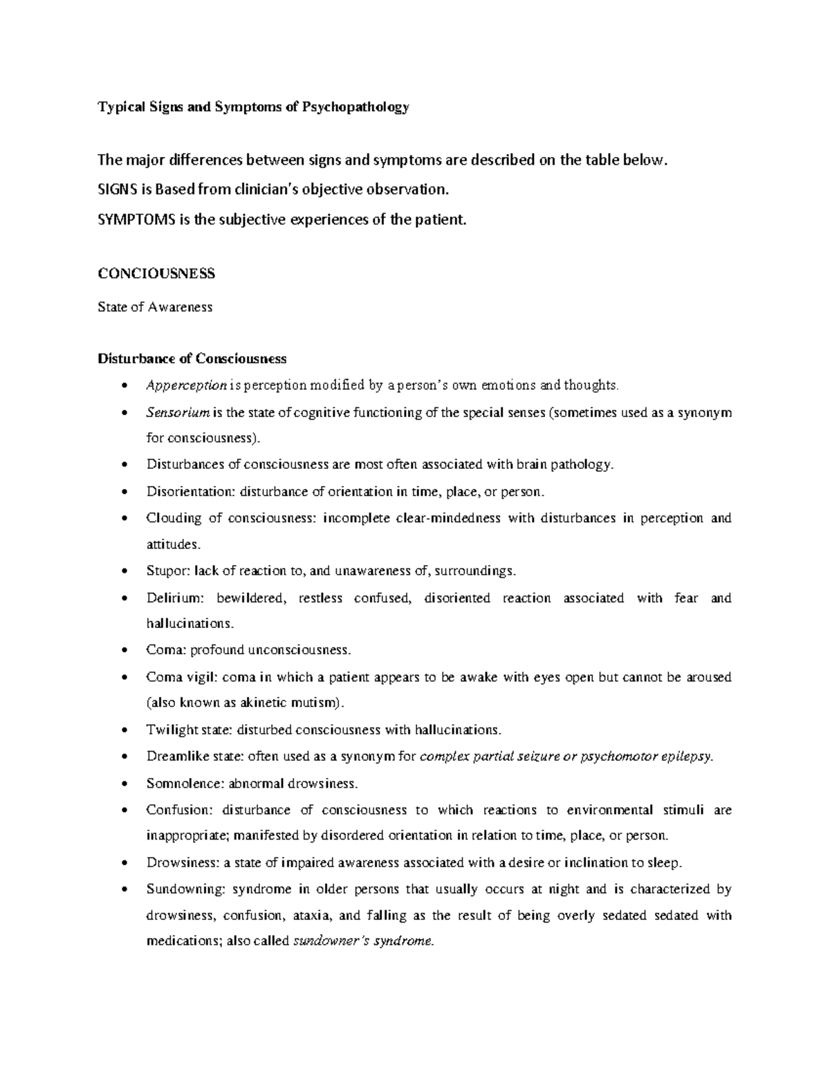 Typical Signs and Symptomns - SIGNS is Based from clinician’s objective ...