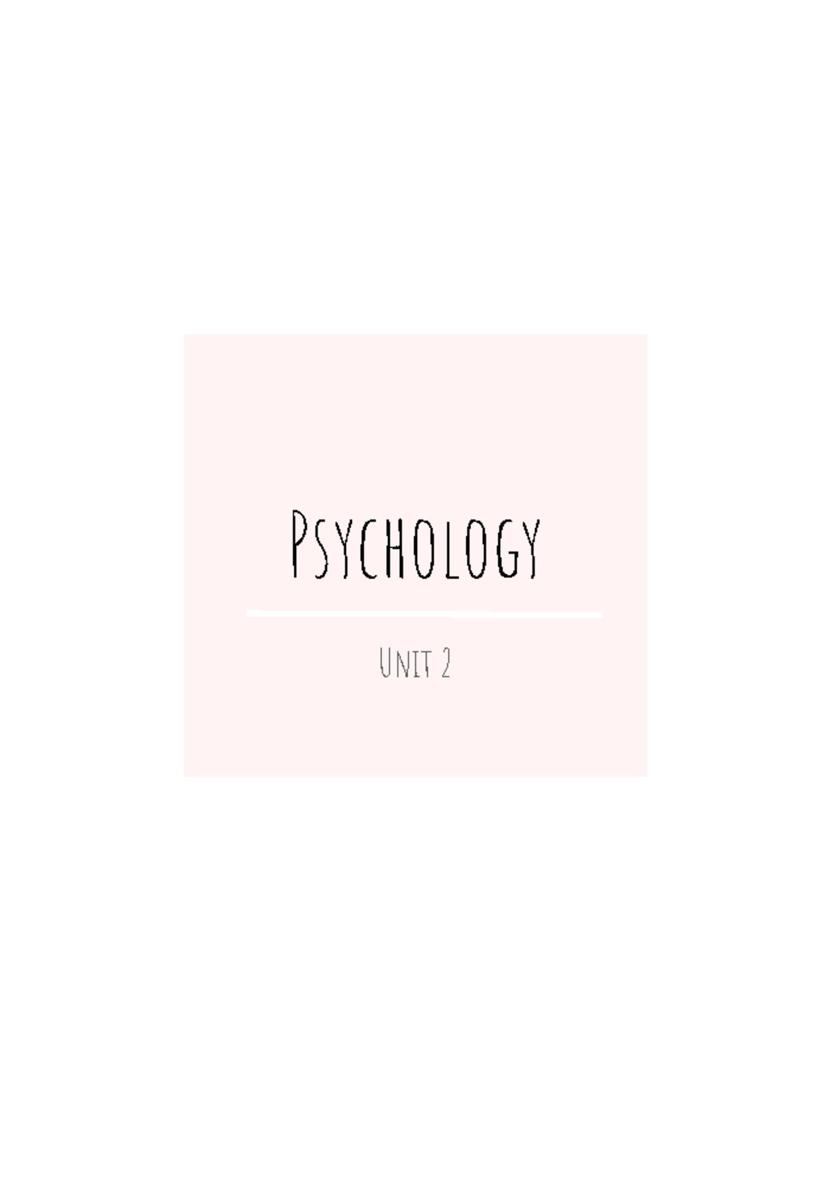 Psychology - Psychology Unit 2 sensation and perception sensation ...