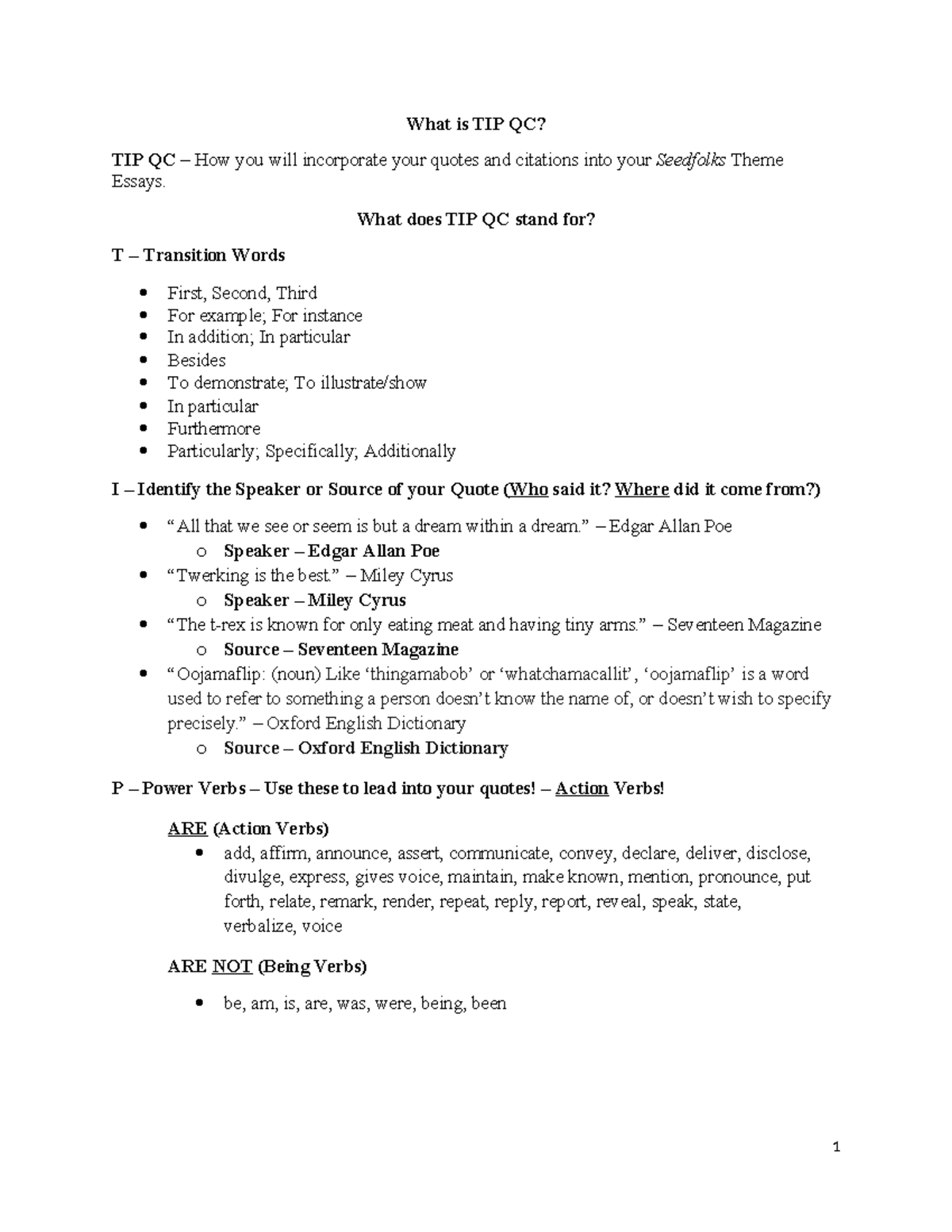 02 - Tipqc Overview - 1 What is TIP QC? TIP QC – How you will ...