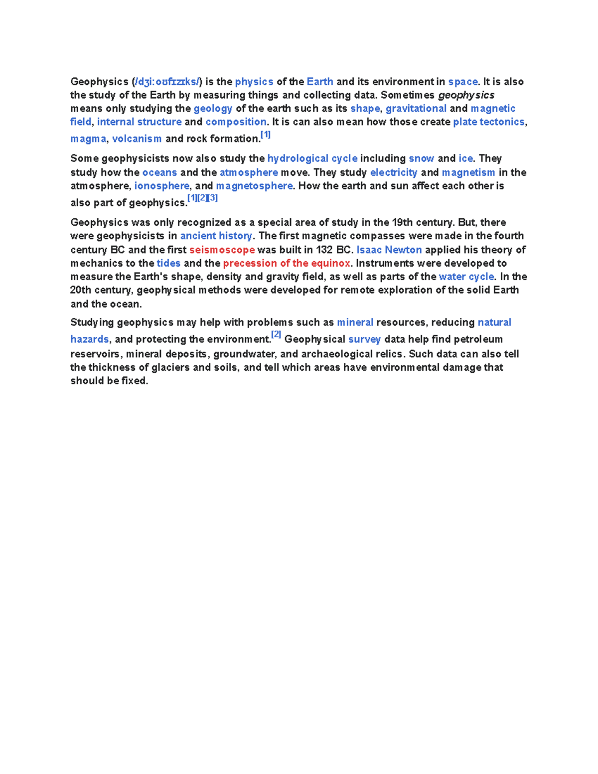 Geophysics 3 - notes - Geophysics (/dʒiːoʊfɪzɪks/) is the physics of ...