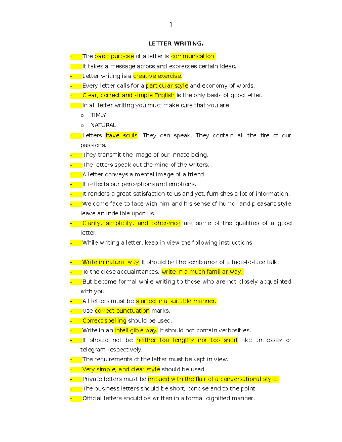 Sample Letters-1 - LETTER WRITING. The basic purpose of a letter is ...