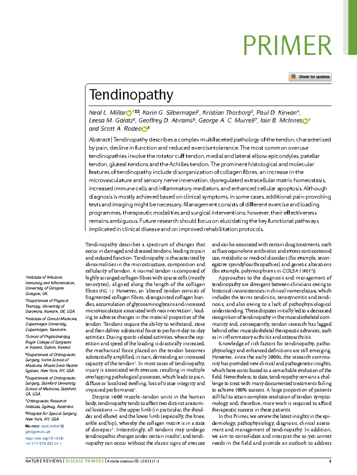 Tendinopathy Millar Silbernagel 2021 - Tendinopathy describes a ...