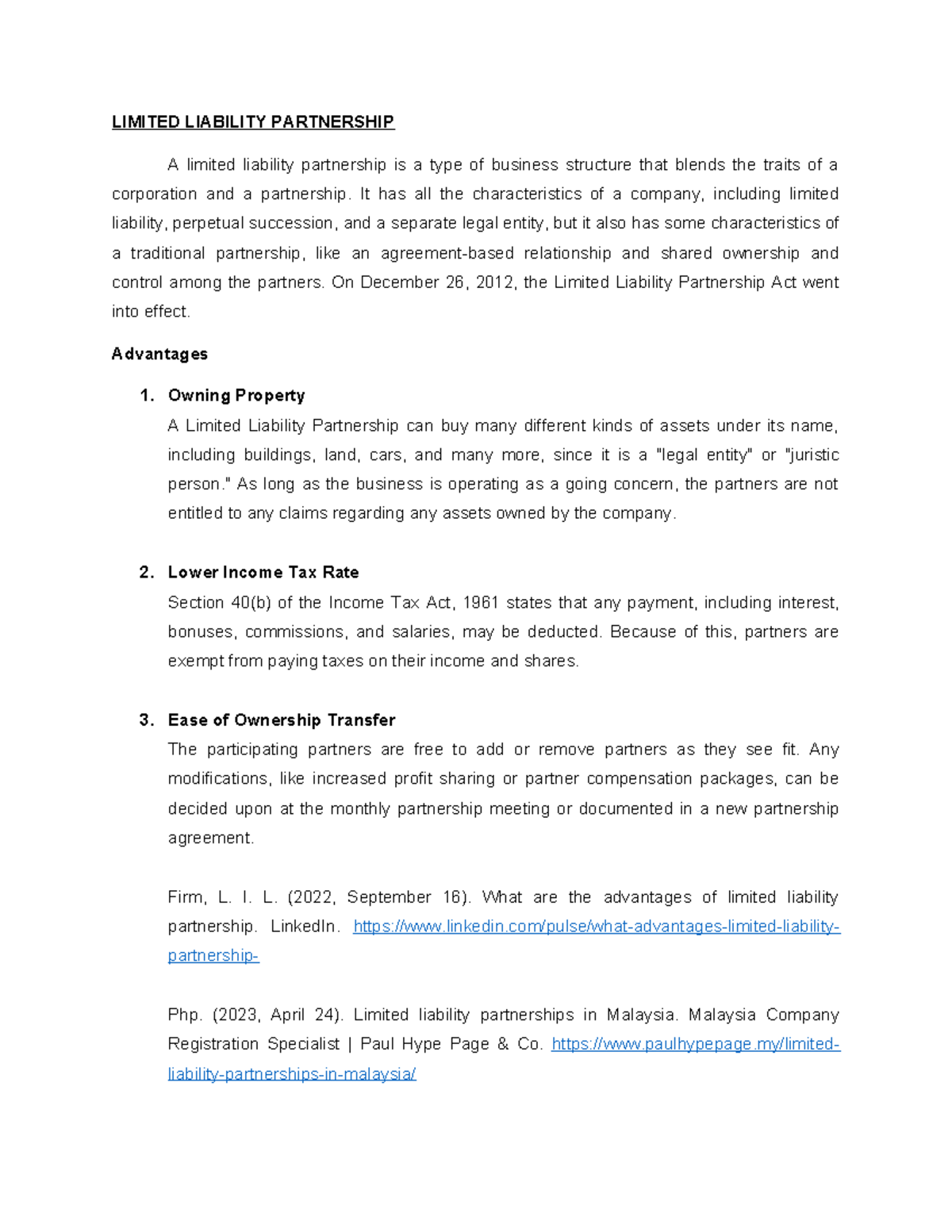 Limited Liability Partnership LAW - LIMITED LIABILITY PARTNERSHIP A ...