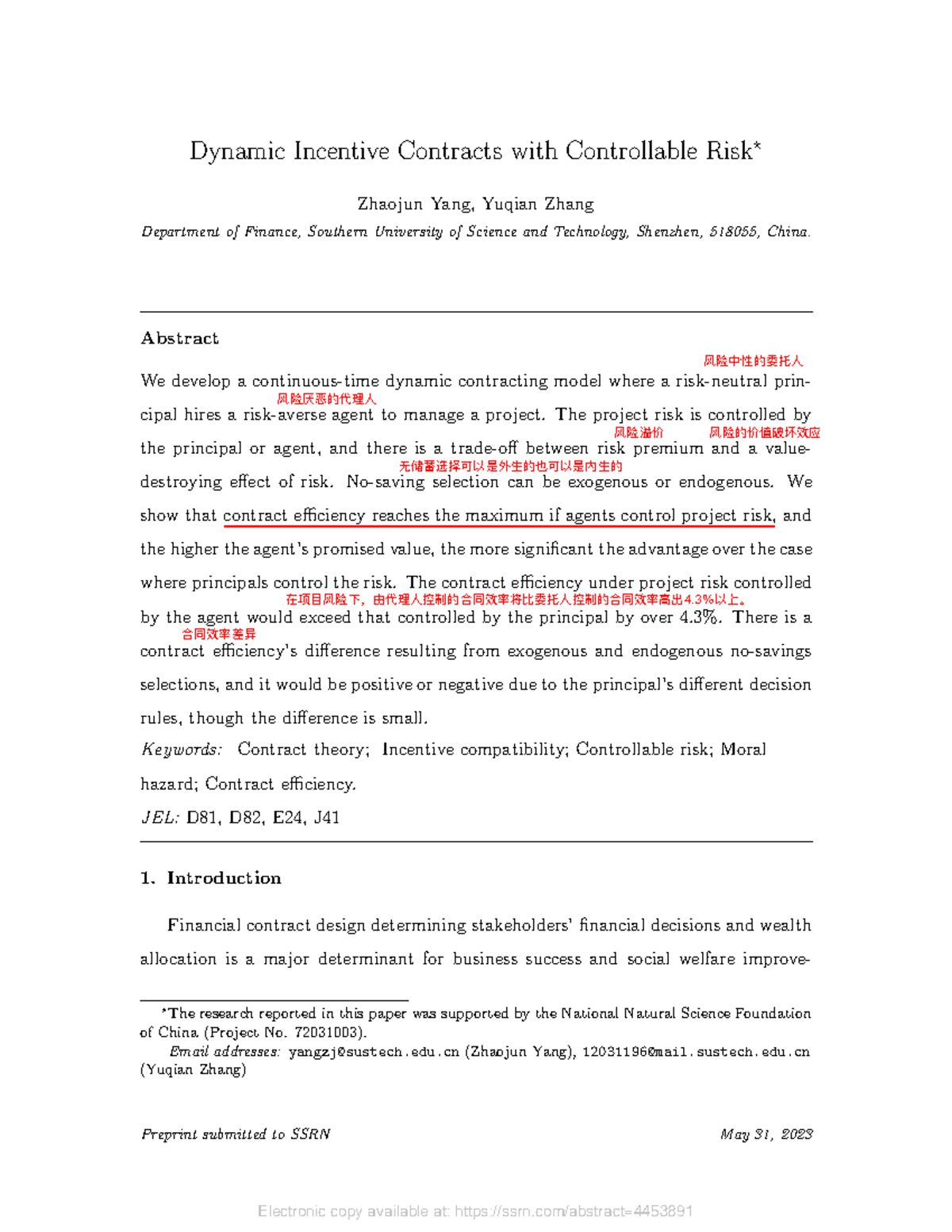 1-Dynamic Incentive Contracts with Controllable Risk - Dynamic ...