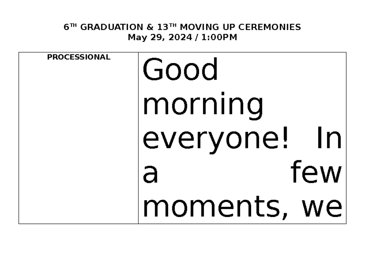 6TH Graduation & 13TH Moving UP Ceremonies - 6 TH GRADUATION & 13TH ...