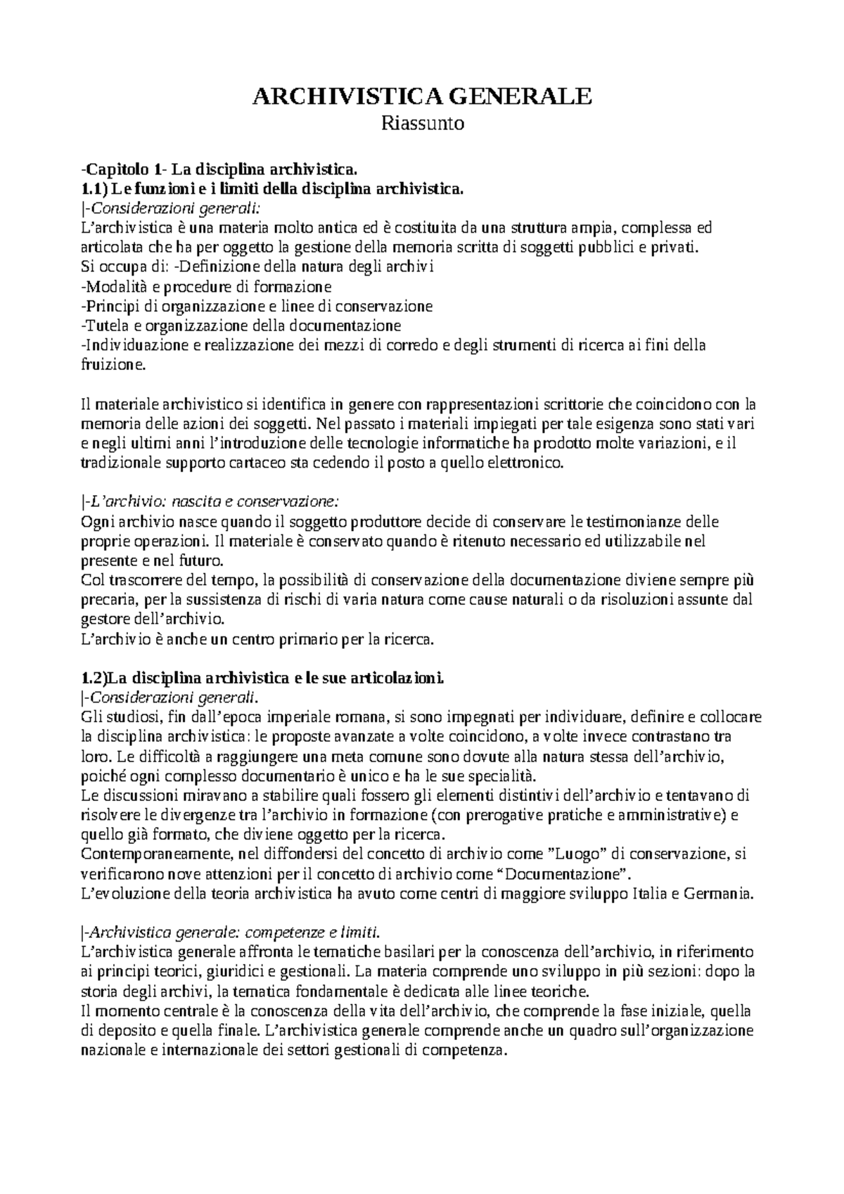 Antonio Romiti archivistica generale riassunto. - ARCHIVISTICA GENERALE ...