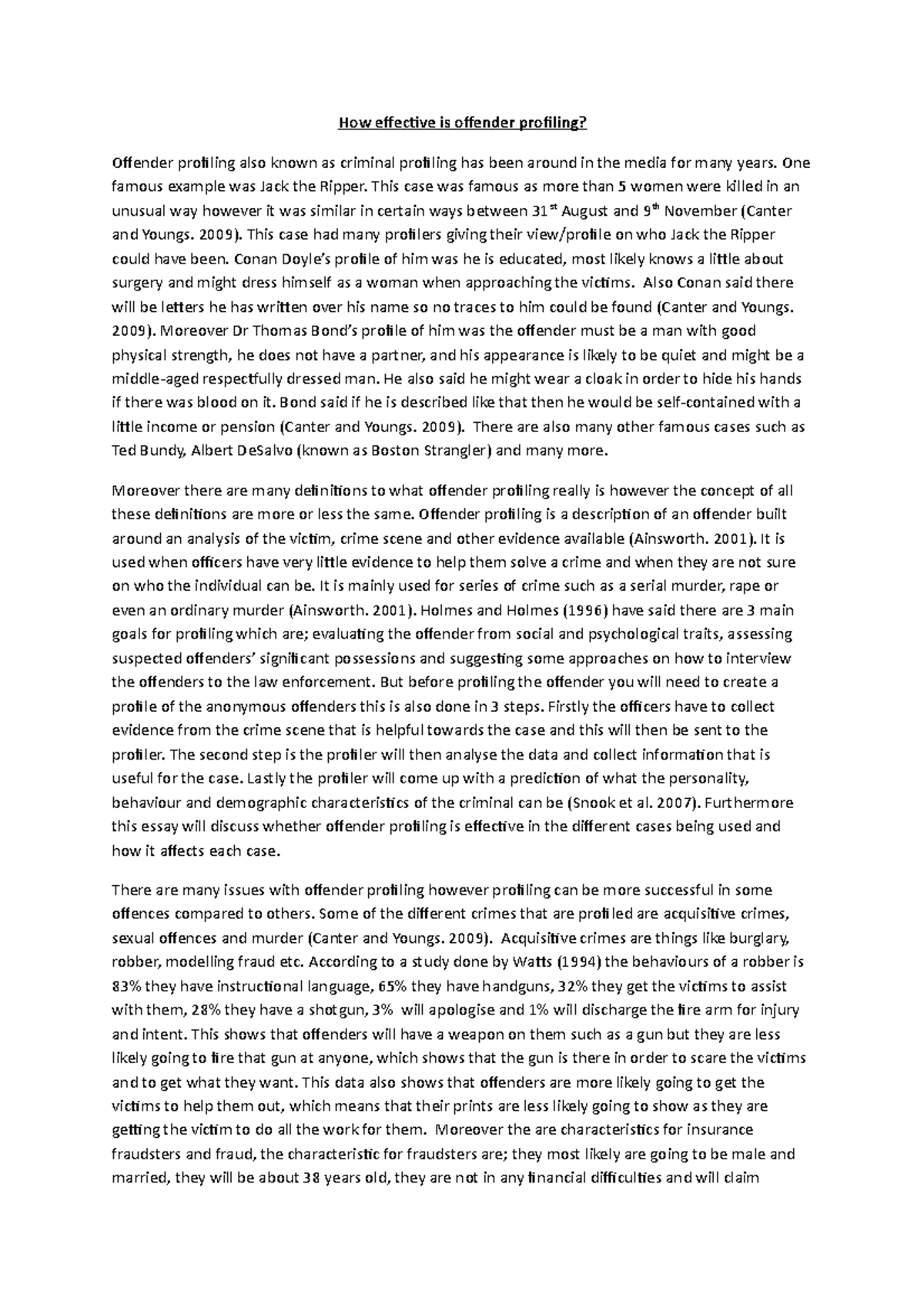 How effective is offender profiling? - How effective is offender ...