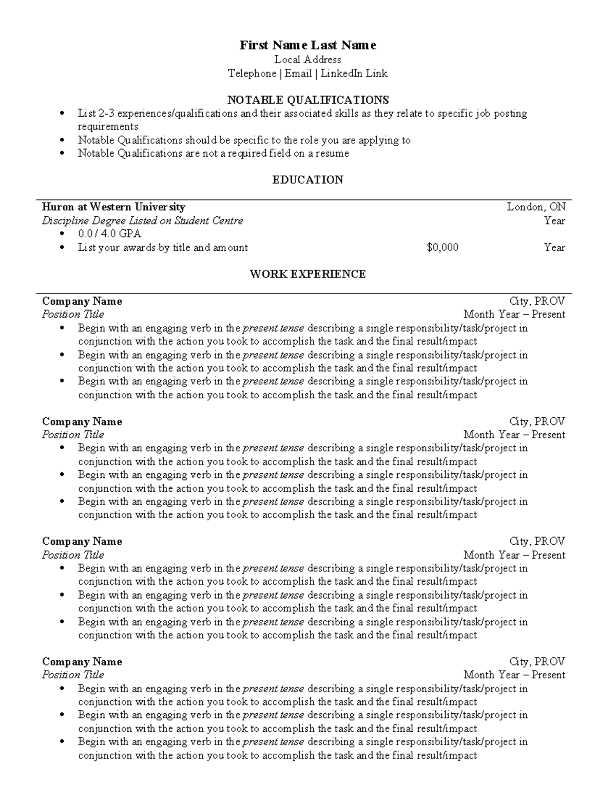 4.+Resume+Template+-Firstname Lastname Job Title - First Name Last Name ...