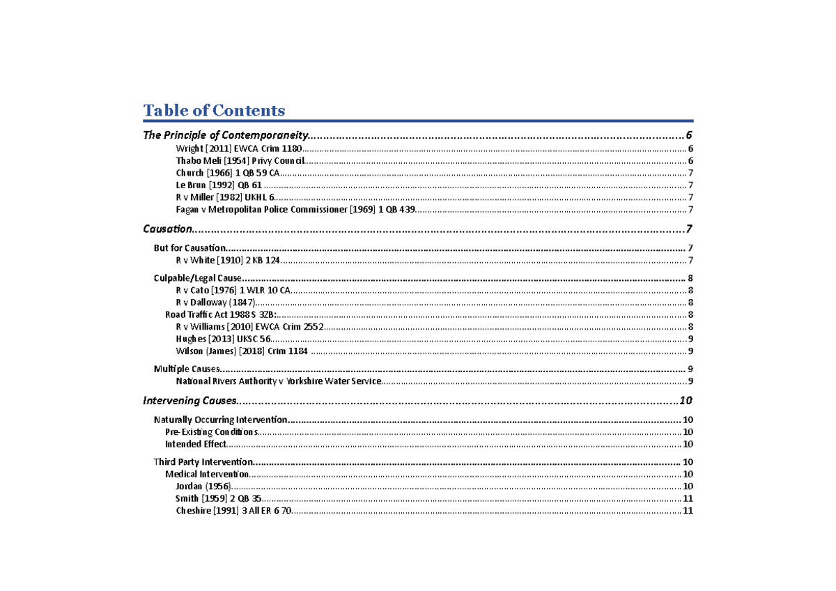 Midsessional Revision criminal law - Table of Contents The Principle of ...