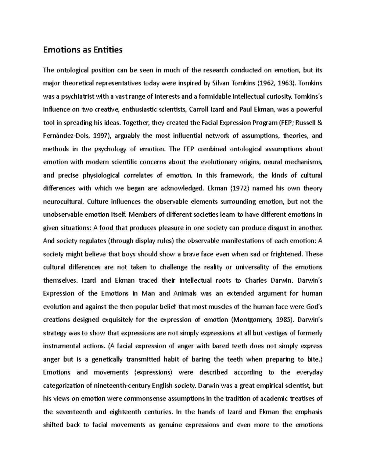 Emotions as Entities - Tomkins was a psychiatrist with a vast range of ...