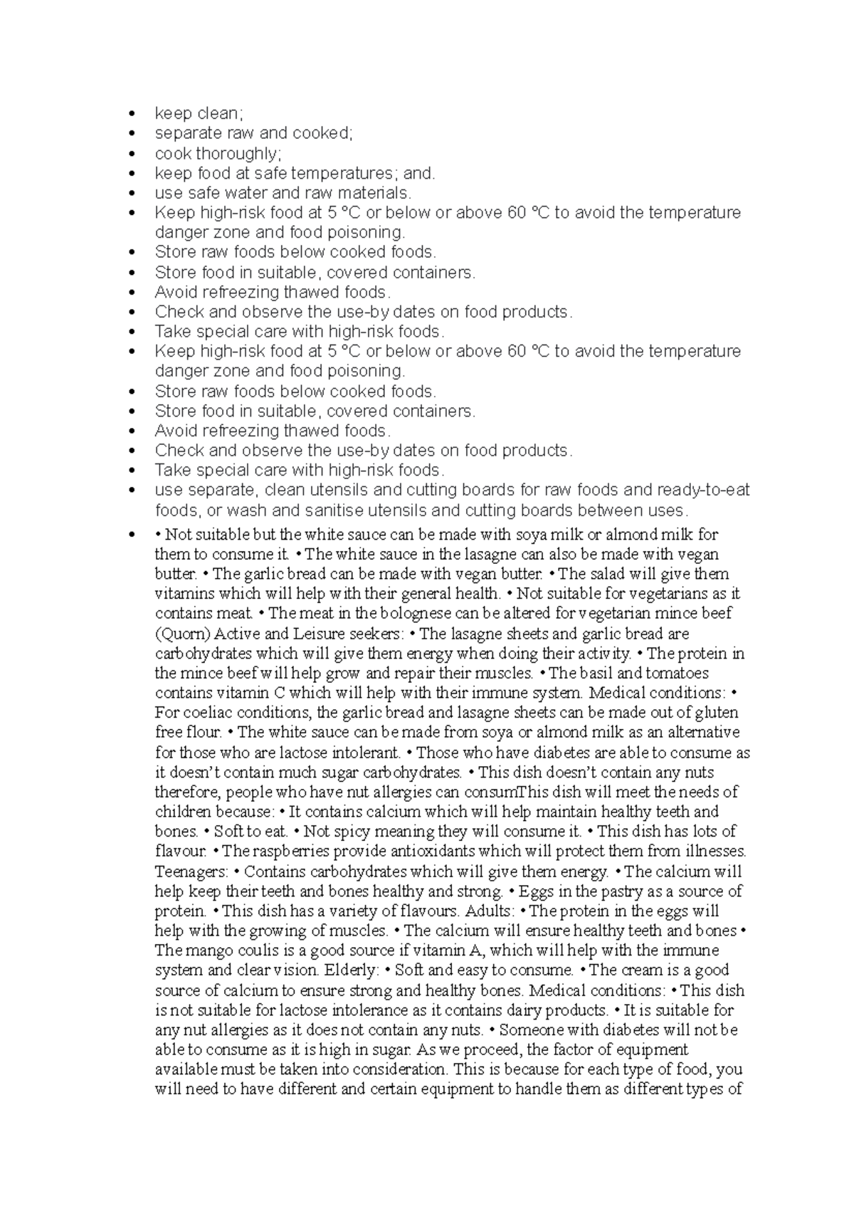 Keep clean - keep clean; separate raw and cooked; cook thoroughly; keep ...