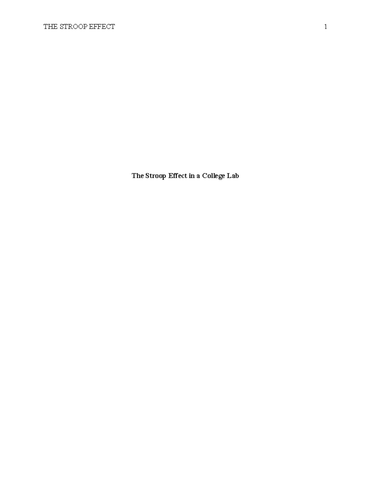 PSYC-2010-L01 - Lab 3 - The Stroop Effect Lab - The Stroop Effect in a ...