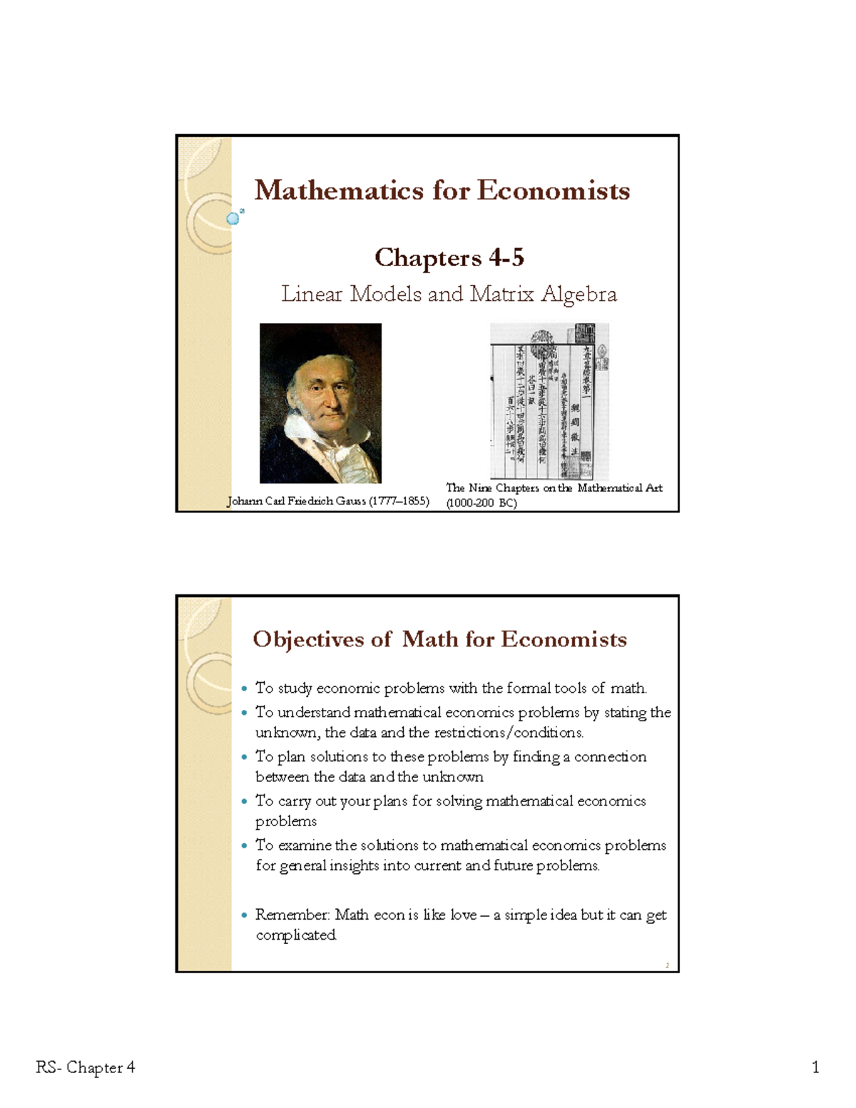 All concepts of unit 1 - MY PERSONAL NOTES - Mathematics for Economists ...