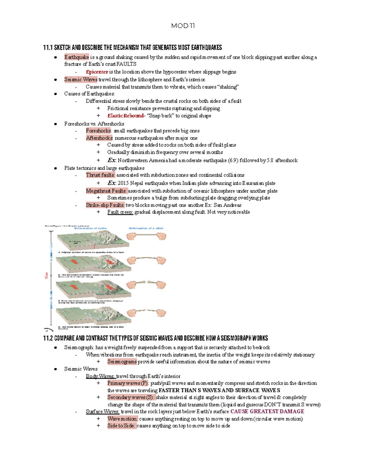 MOD 11 - Lecture notes on geological earthquake causes and hazards ...
