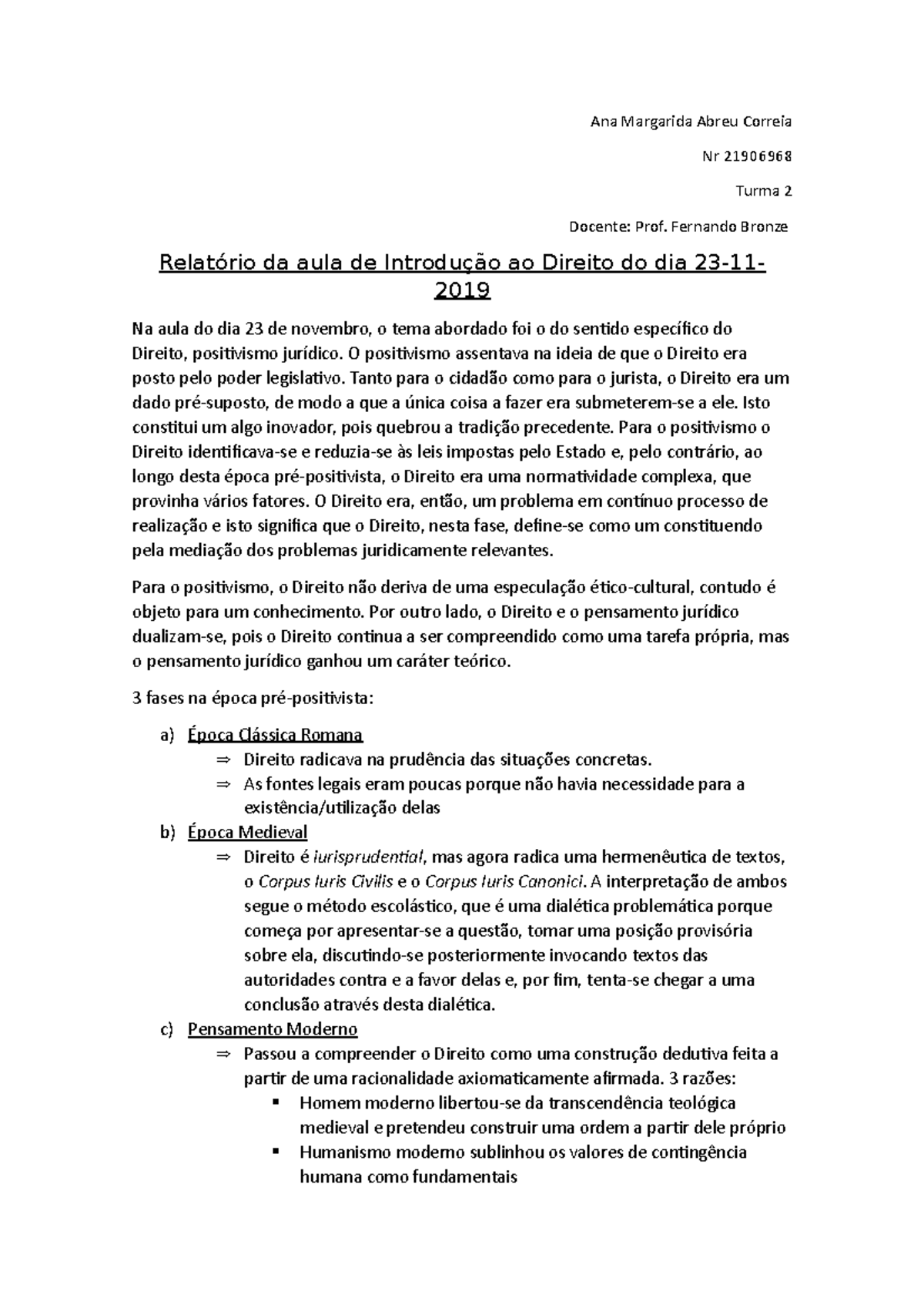 Relatório/sumário - Introdução ao Direito - Universidade Lusófona - Studocu