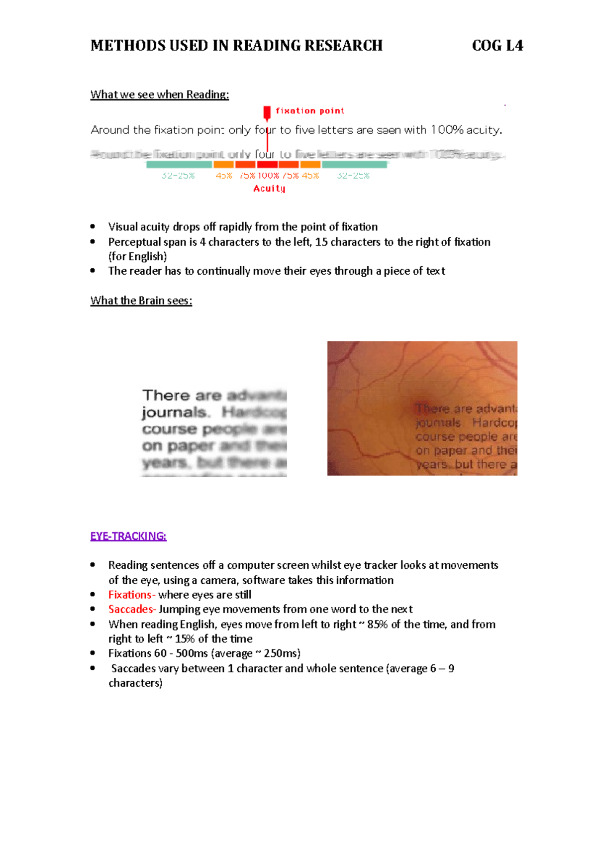 COG Language Lecture 4 - What we see when Reading: Visual acuity drops ...