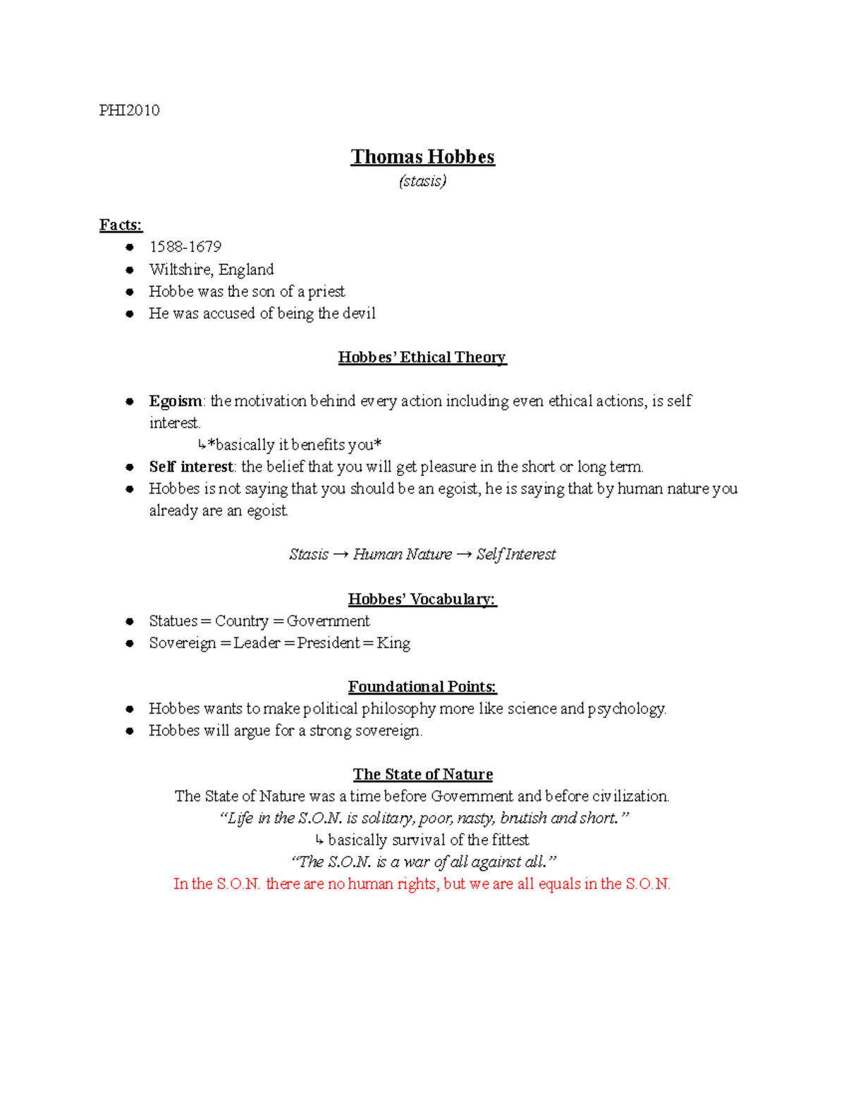 Thomas Hobbes - PHI Thomas Hobbes (stasis) Facts: 1588- Wiltshire ...