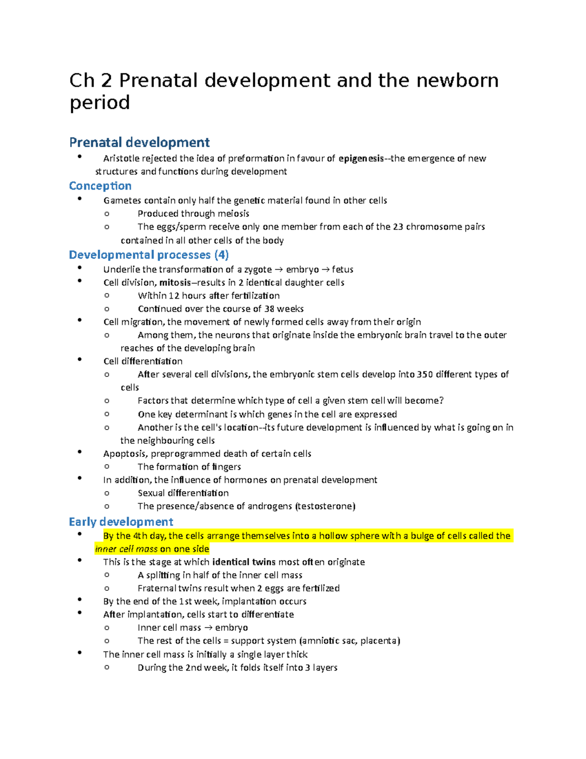 Ch 2 Prenatal development and the newborn period - Ch 2 Prenatal ...