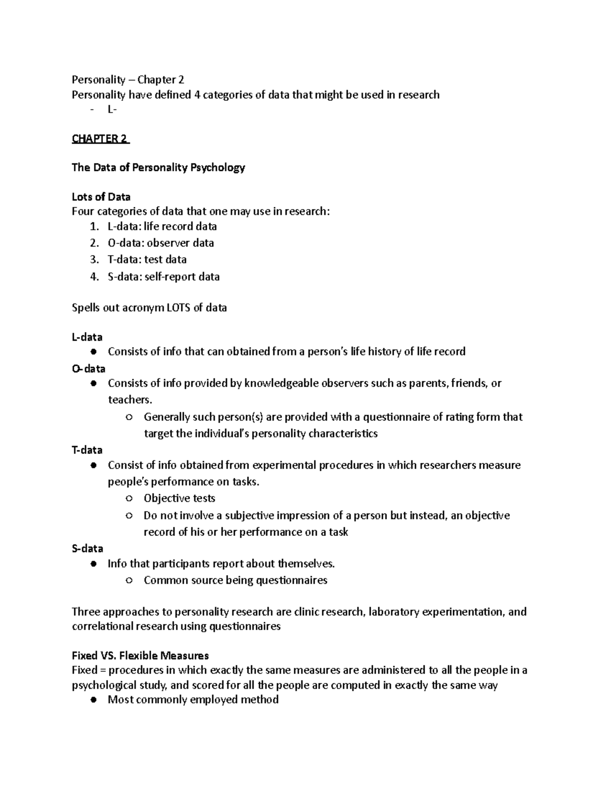 Personality- Chapter 2 - Personality – Chapter 2 Personality have ...