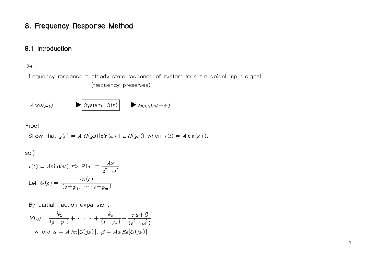 8 Frequency Response Method Frequency Response Method 8 Introduction Def Frequency Response