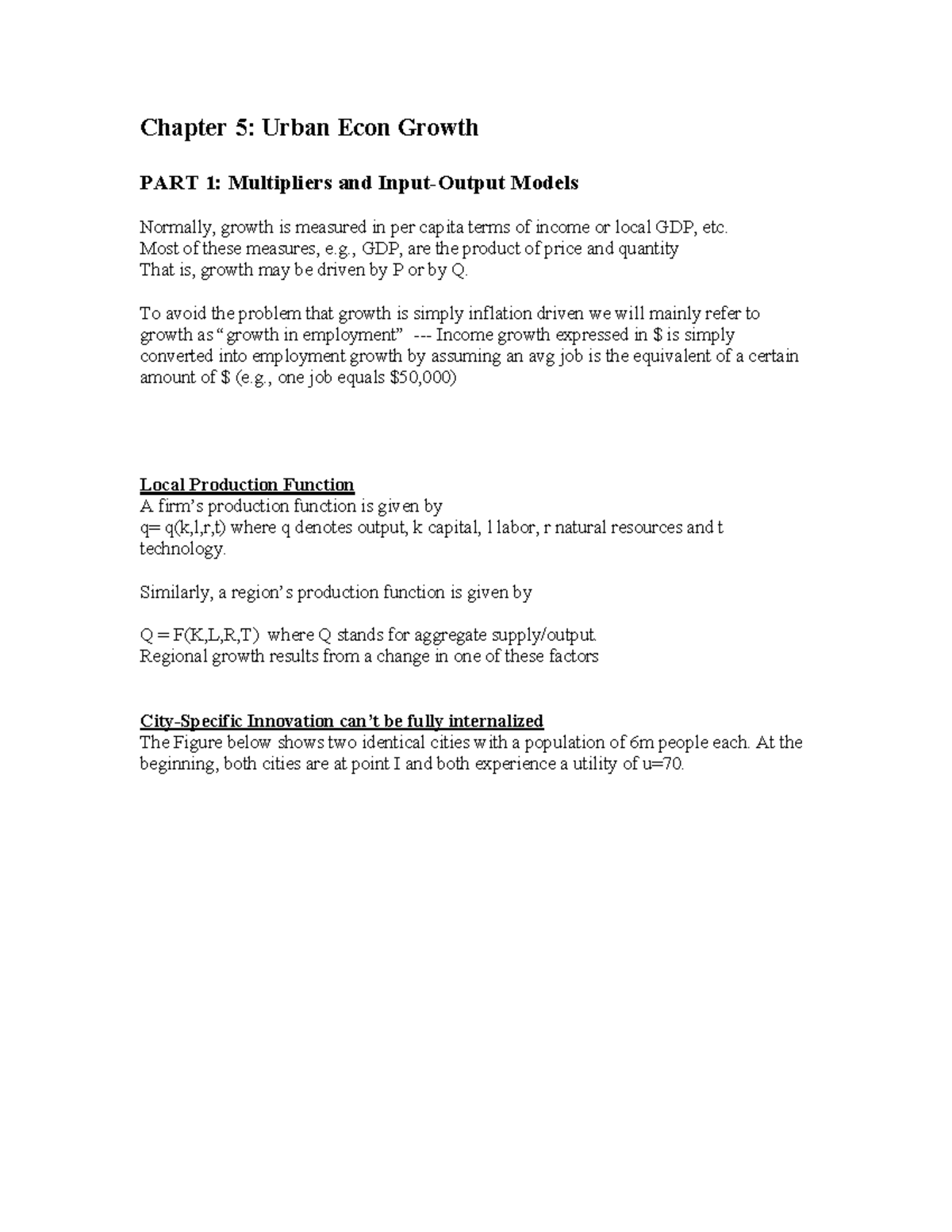 Notes Ch5 SP24 - Copy - Chapter 5: Urban Econ Growth PART 1 ...