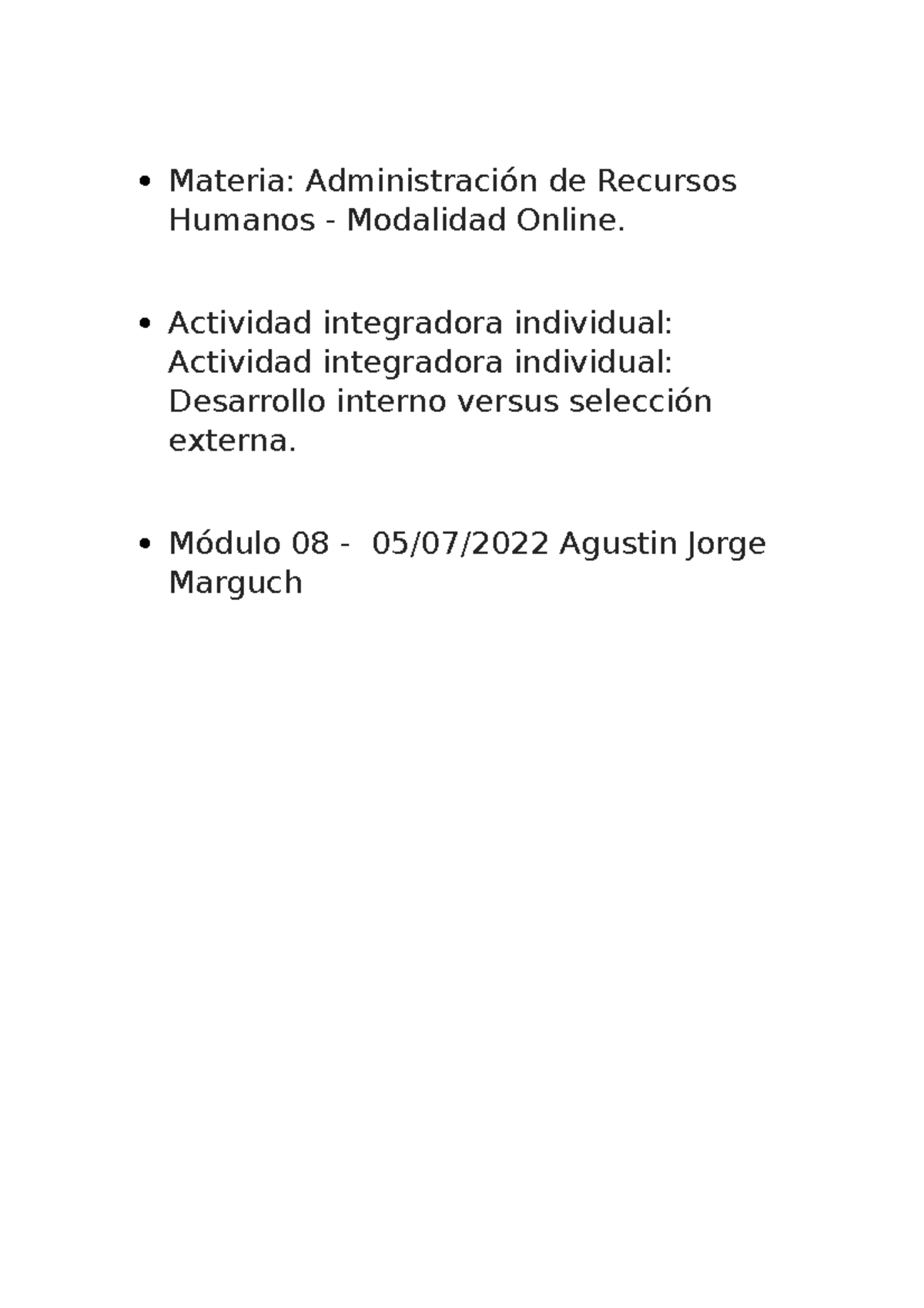 Modulo 8 - asdads - Materia: Administración de Recursos Humanos ...