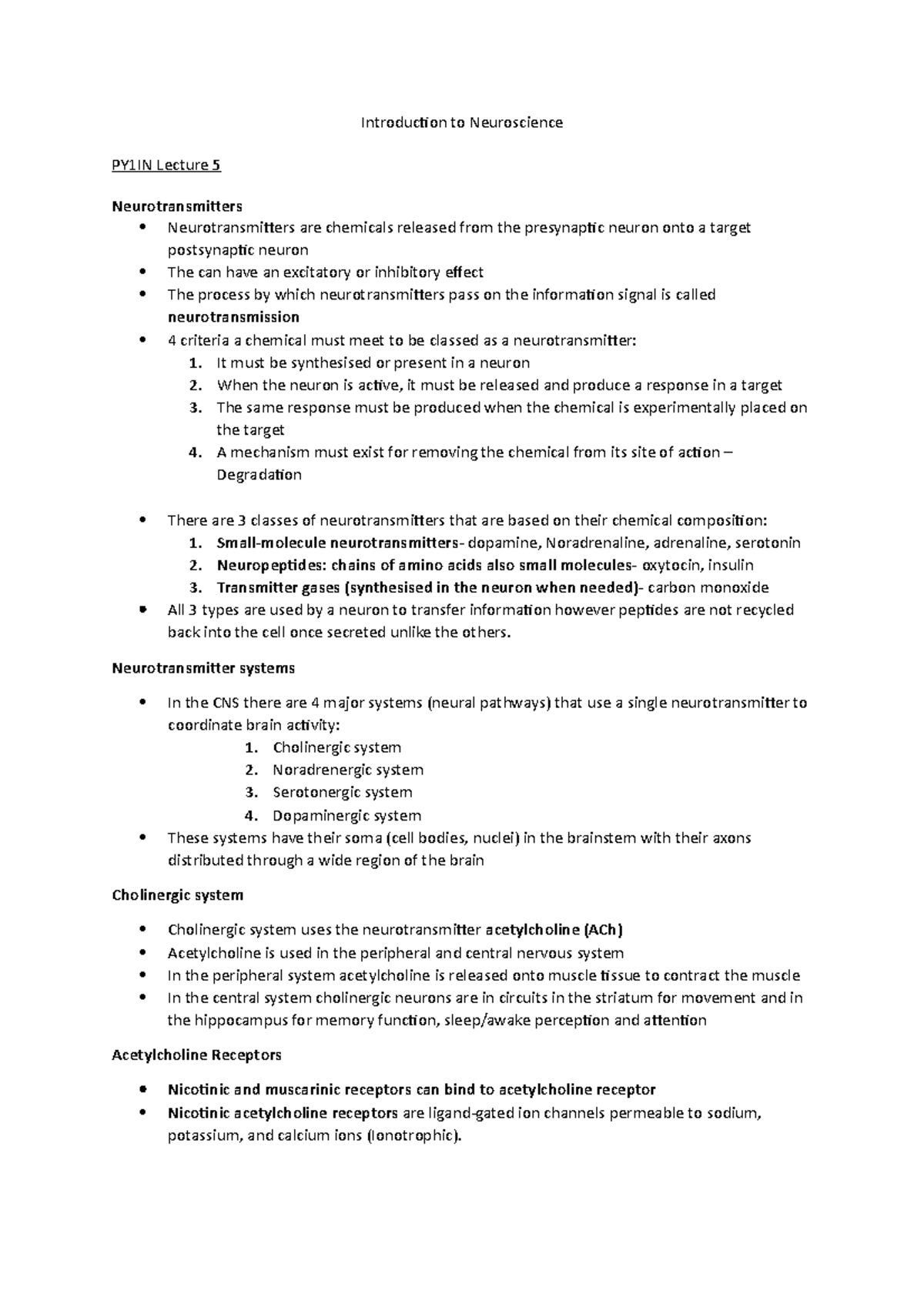 Introduction To Neuroscience Part 1 Lecture 5 Introduction To Neuroscience Py1in Lecture 5