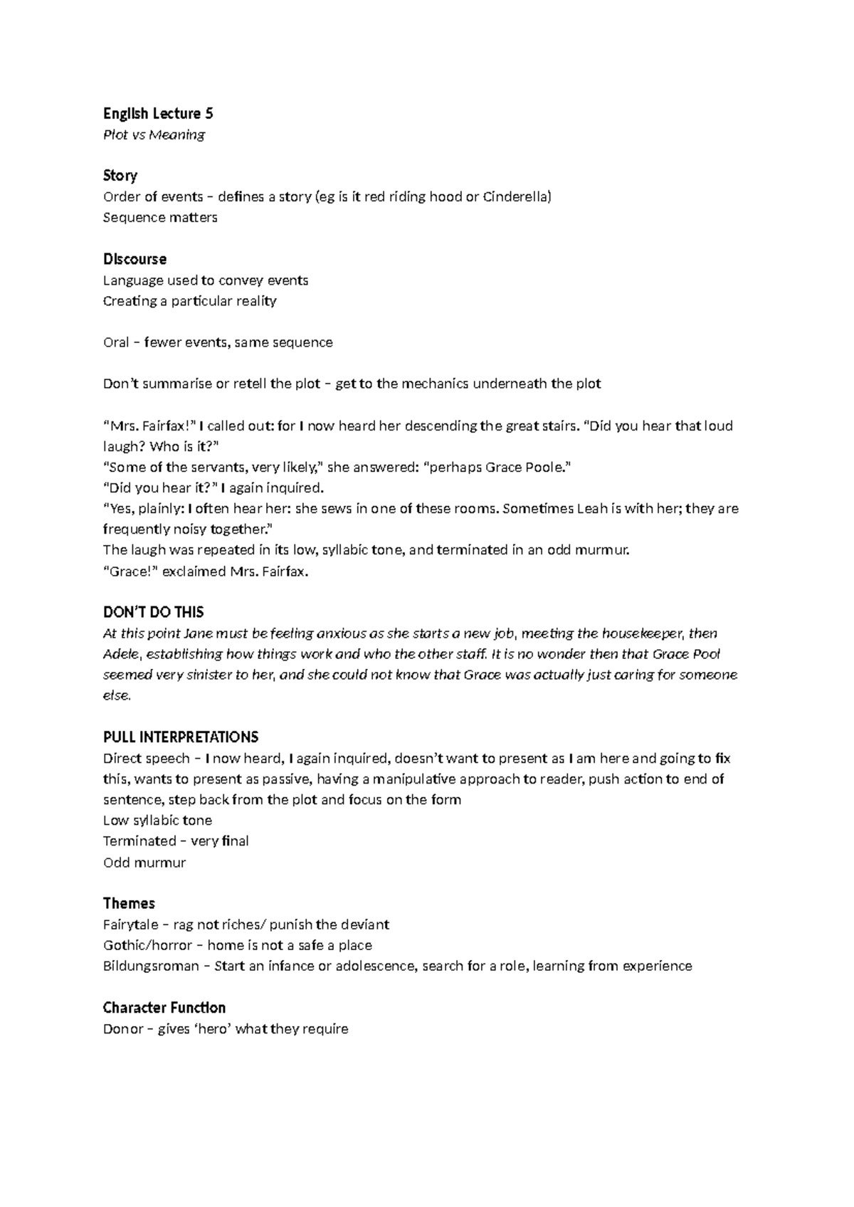 English Lecture 5 - plot and meaning - English Lecture 5 Plot vs ...