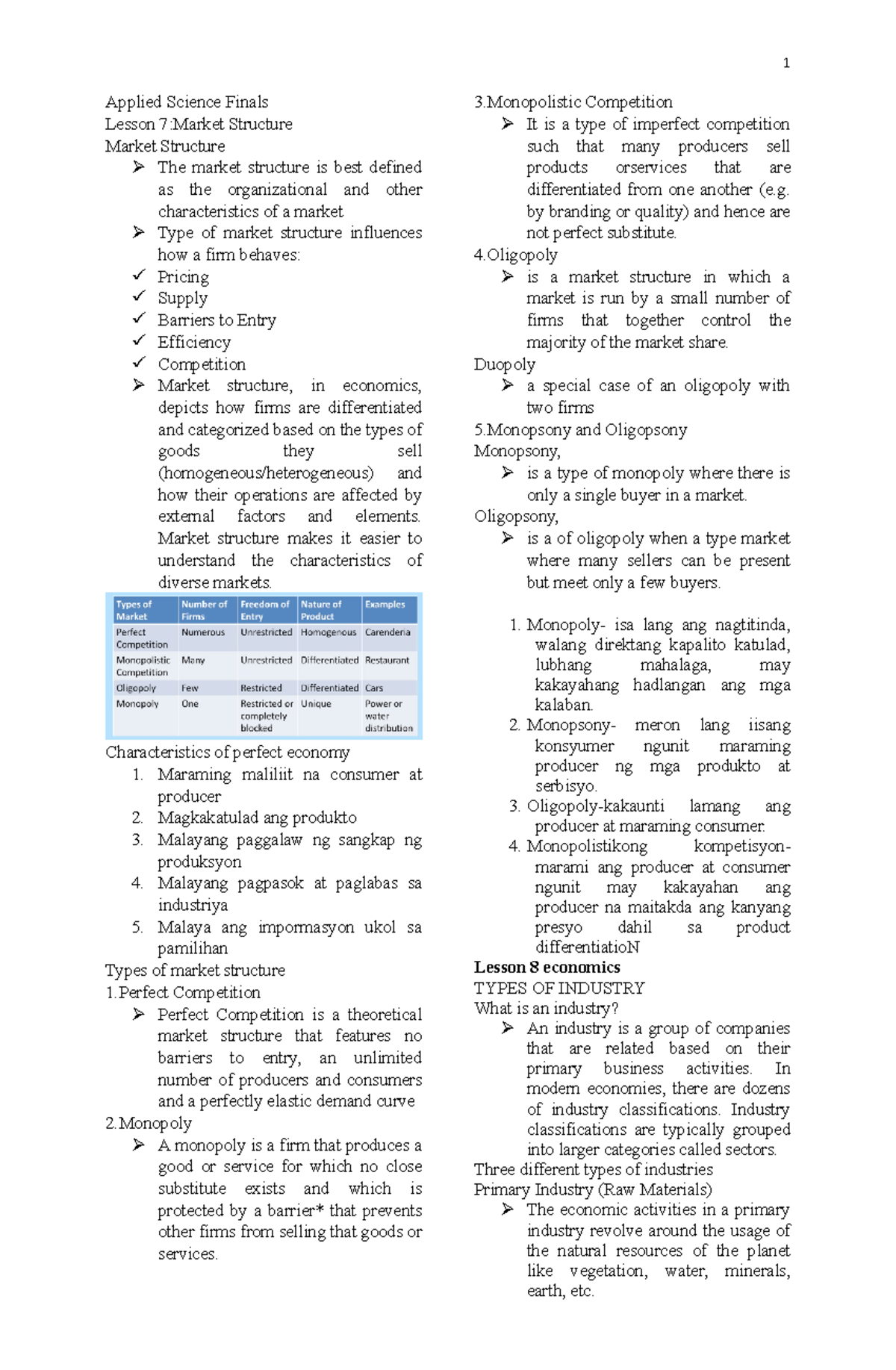 Applied economics notes(finals) - Applied Science Finals Lesson 7 ...