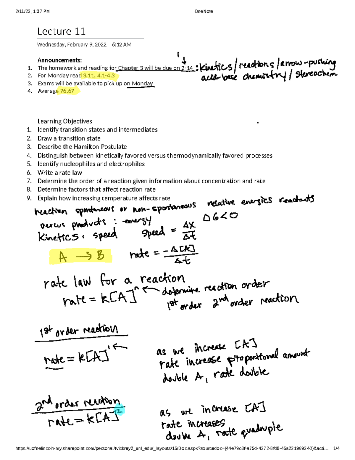 Organic Chemistry Unit 2 - 2/11/22, 1:37 PM OneNote Lecture 11 ...