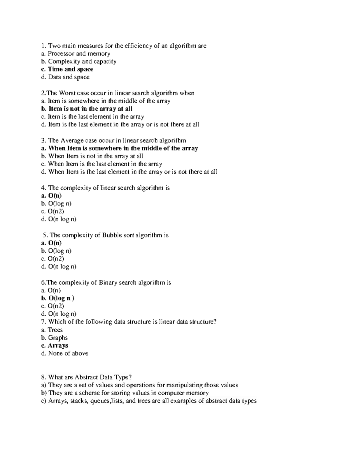 Unit I and II dsa - pdf - Two main measures for the efficiency of an ...