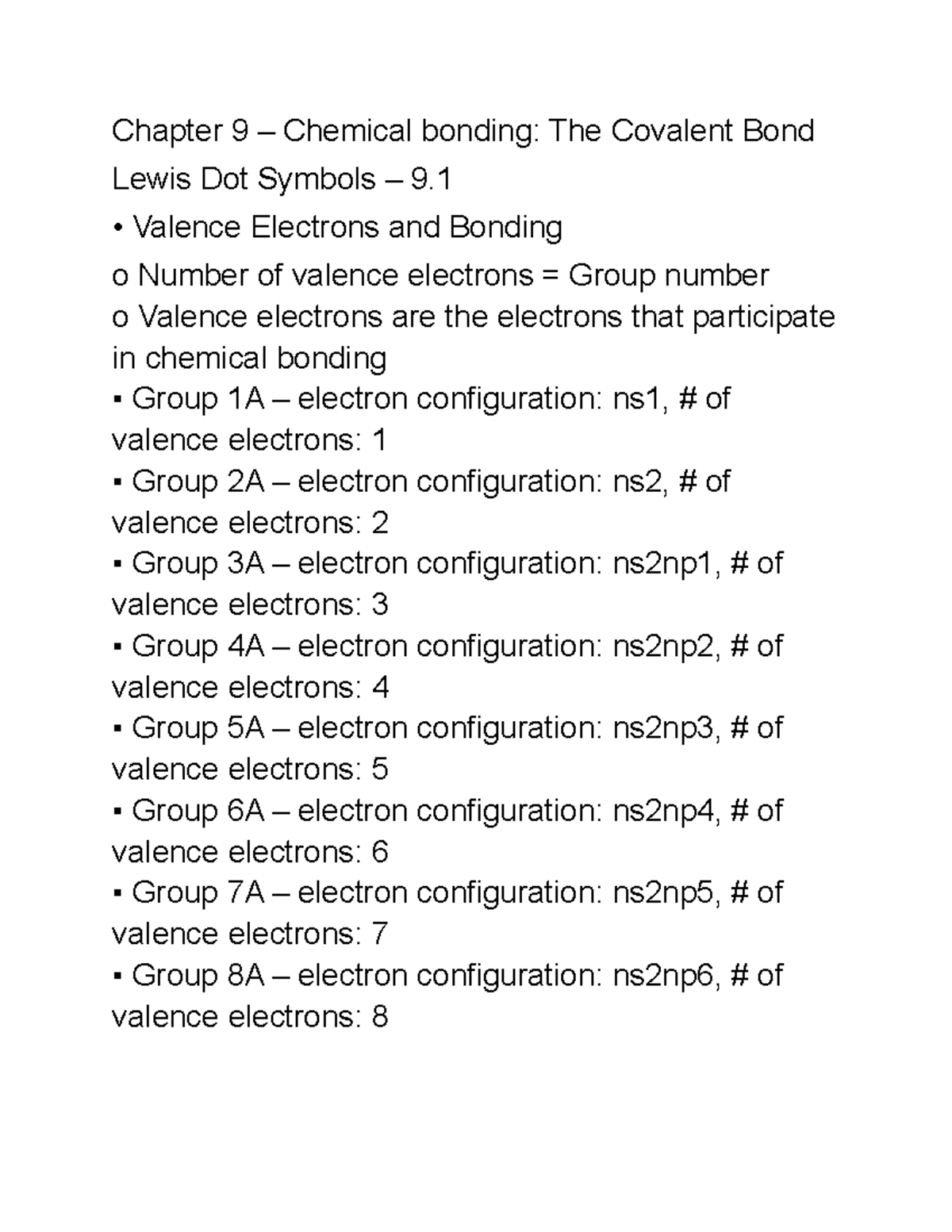 Chapter 9 – Chemical bonding The Covalent Bond - Chapter 9 – Chemical ...