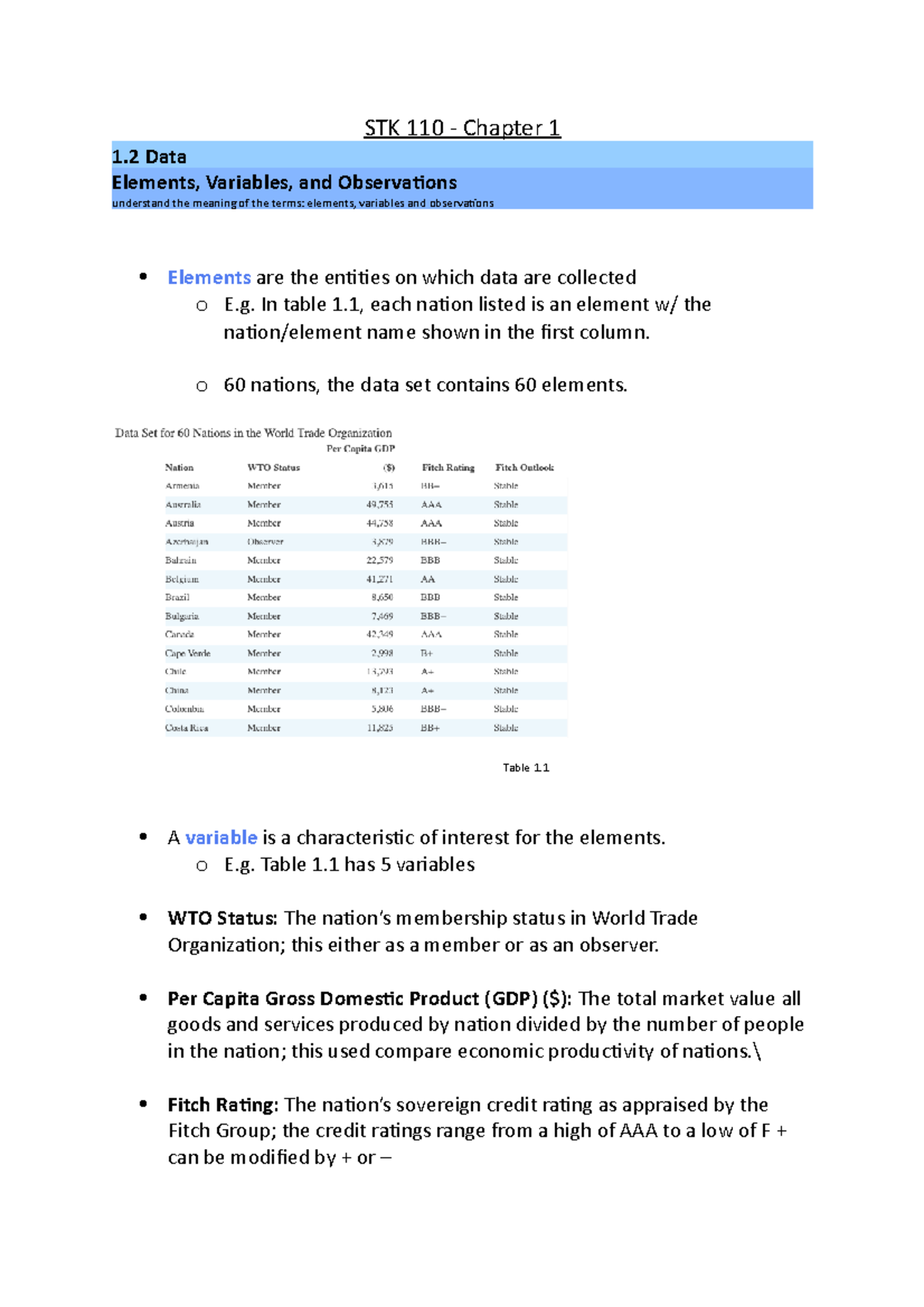 STK 110 Chapter 1 - elements, variables and observations cross ...