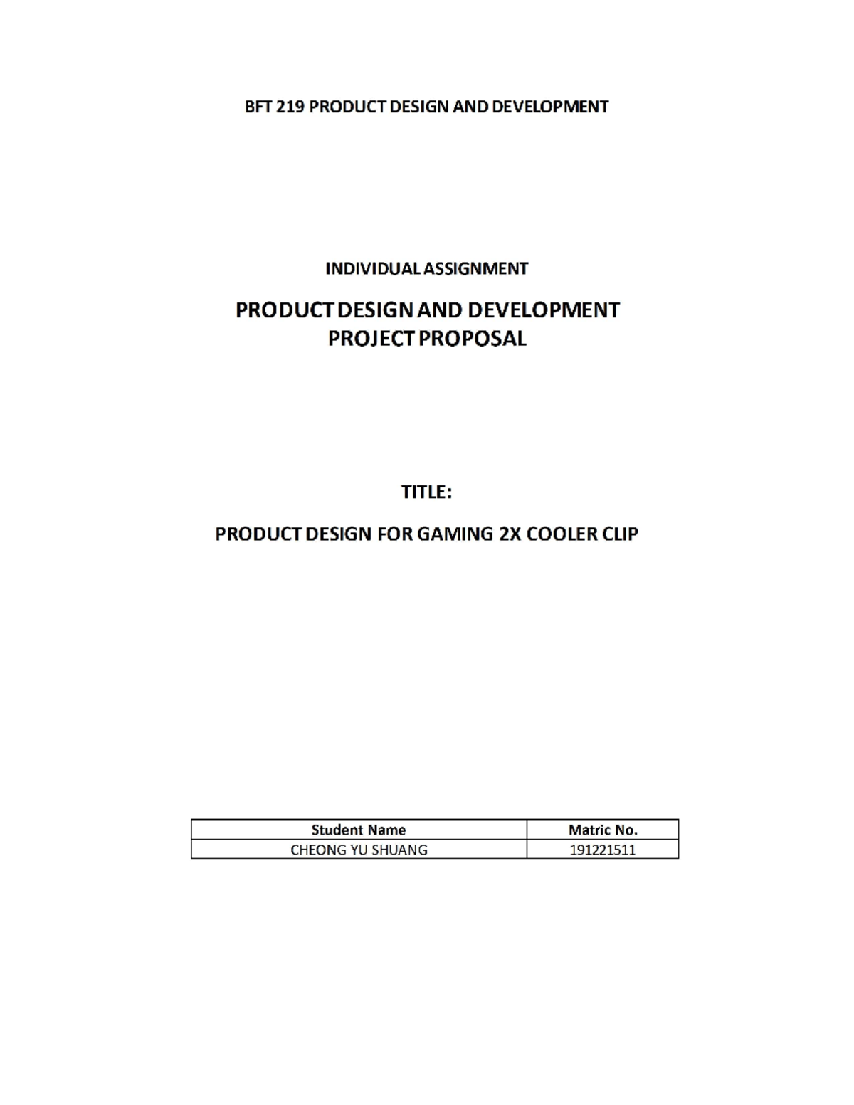 Sample Assignment A - Mechanical engineering product design - StuDocu