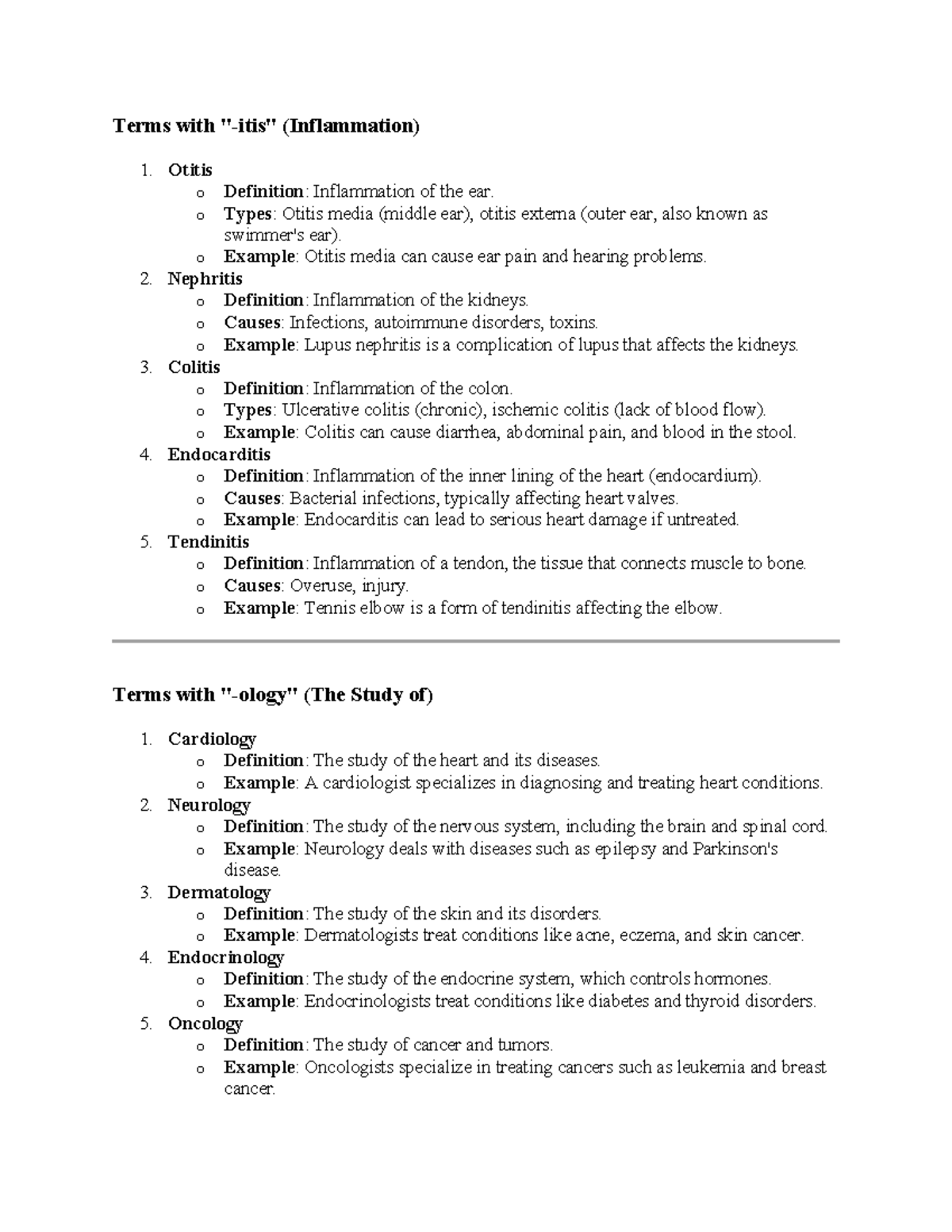 Medical terms study guide - Terms with "-itis" (Inflammation) 1. Otitis ...