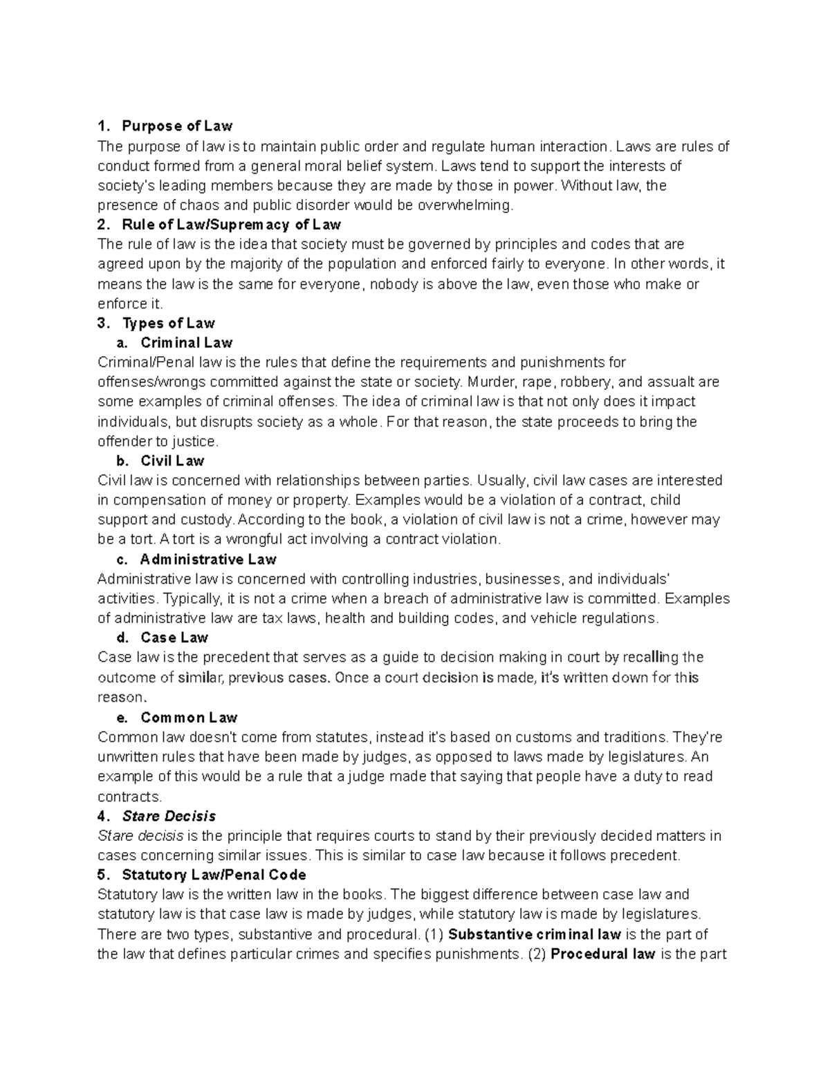 Understanding Law: Purpose Types and Principles - Studocu
