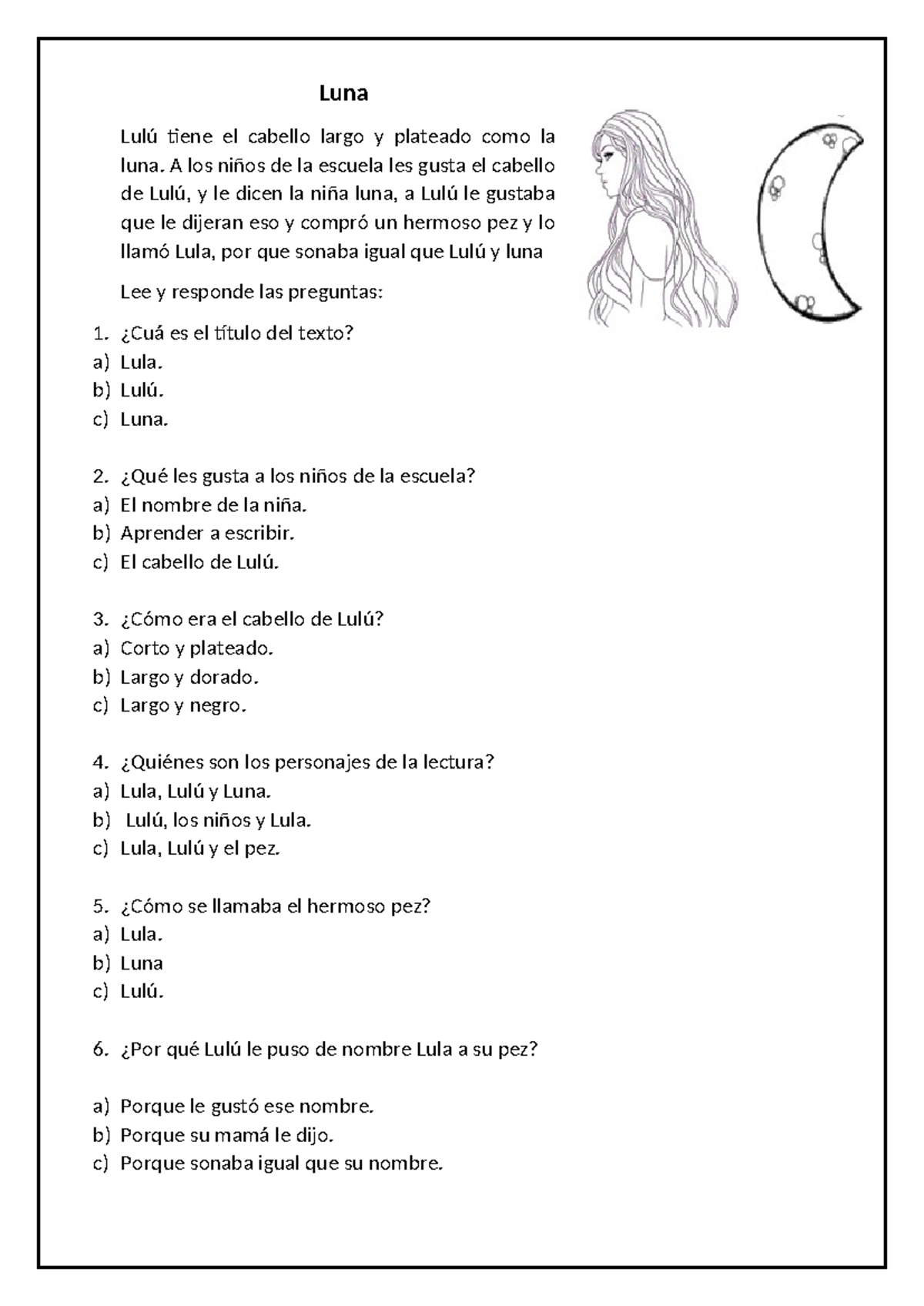 Lectura de luna - Luna Lulú tiene el cabello largo y plateado como la ...