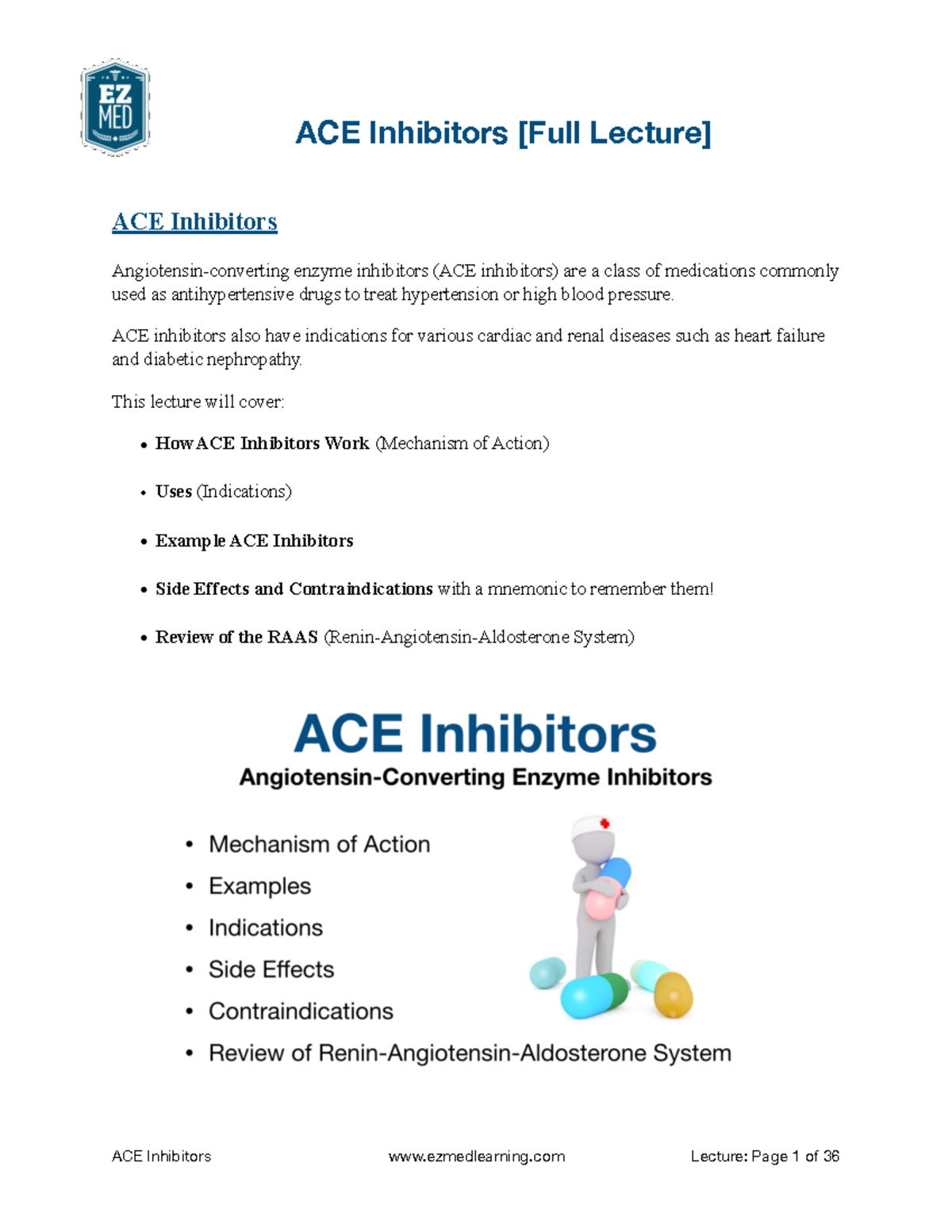 ACE+Inhibitors+[Lecture] - ACE Inhibitors [Full Lecture] ACE Inhibitors ...
