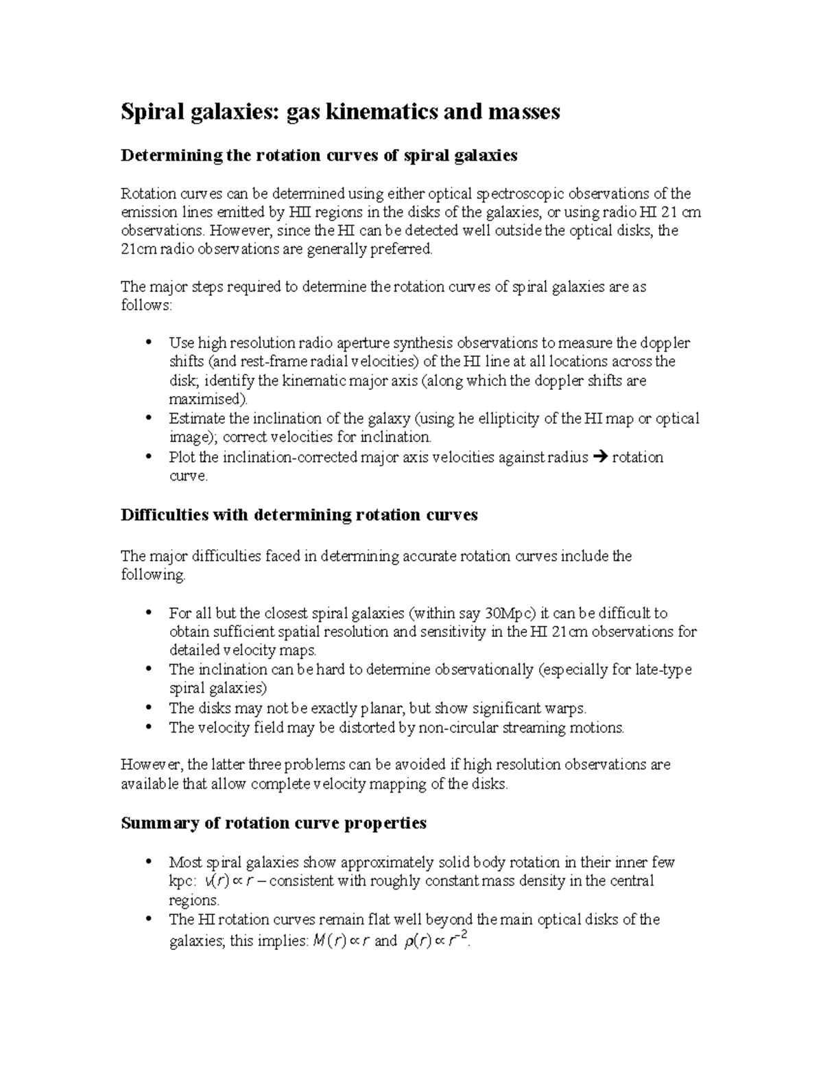PHY216 L11 spiral rotation - Spiral galaxies: gas kinematics and masses ...
