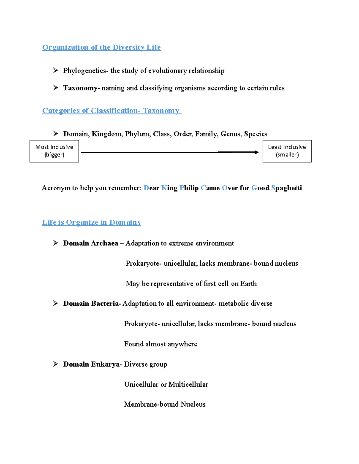 Organization of the Diversity Life - Organic Chemistry the study of ...