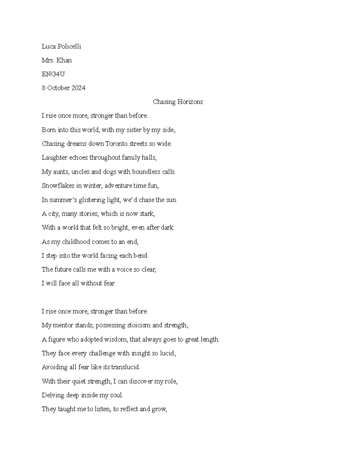 Spoken word poem Finished - Luca Policelli Mrs. Khan ENG4U 8 October ...