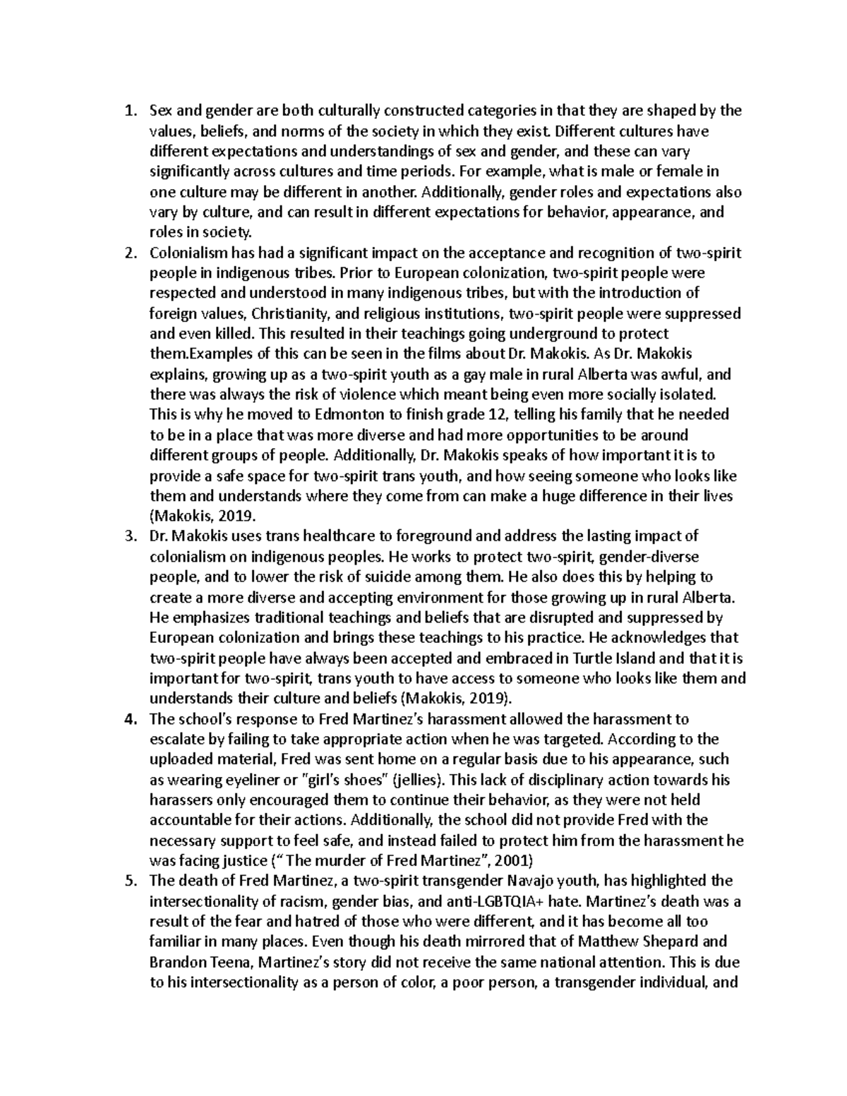 Mod 4 - course work - Sex and gender are both culturally constructed ...