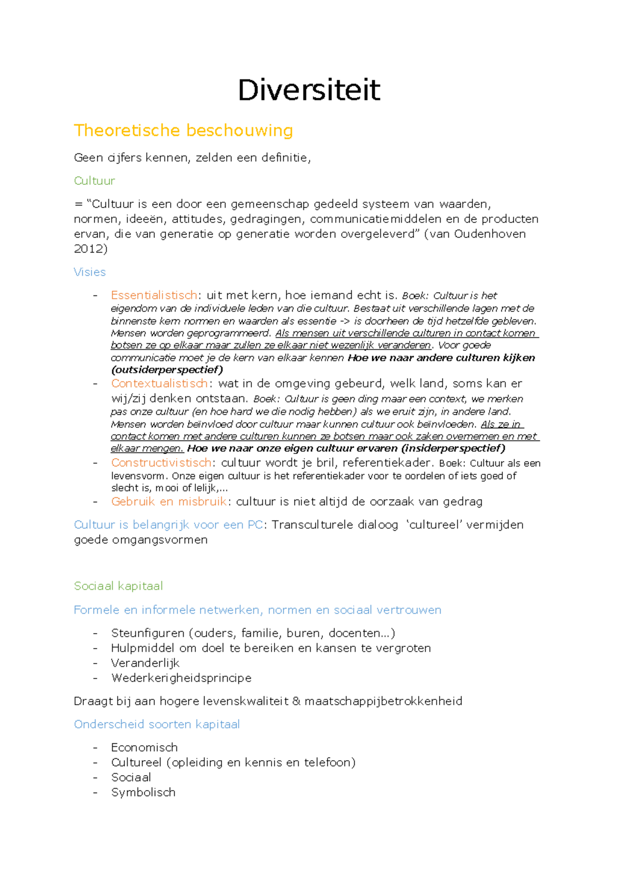 Diversiteit - Diversiteit Theoretische beschouwing Geen cijfers kennen, zelden een definitie ...