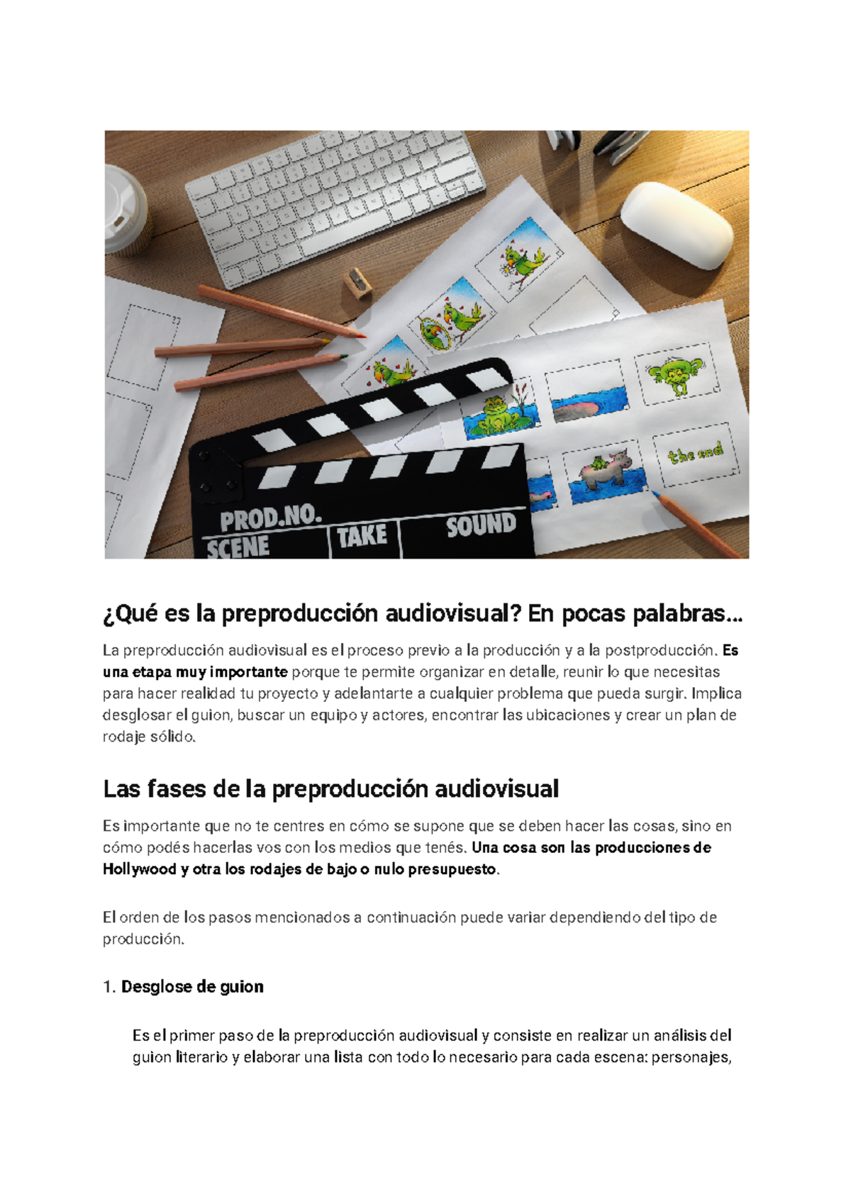 La preproduccion Clase 3 - ¿Qué es la preproducción audiovisual? En ...